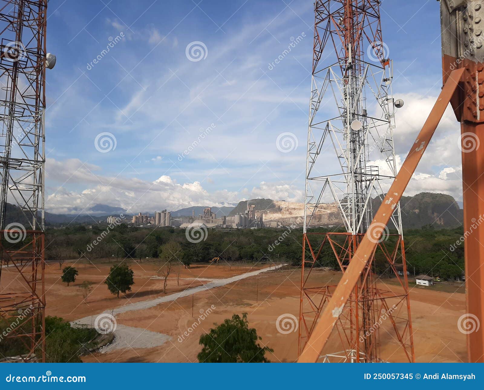 Tower high work stock image. Image of construction, mast - 250057345