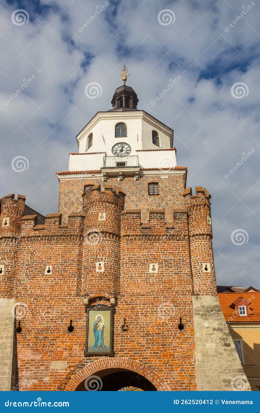 Tower of the Historic Krakow Gate in Lublin Stock Photo - Image of ...