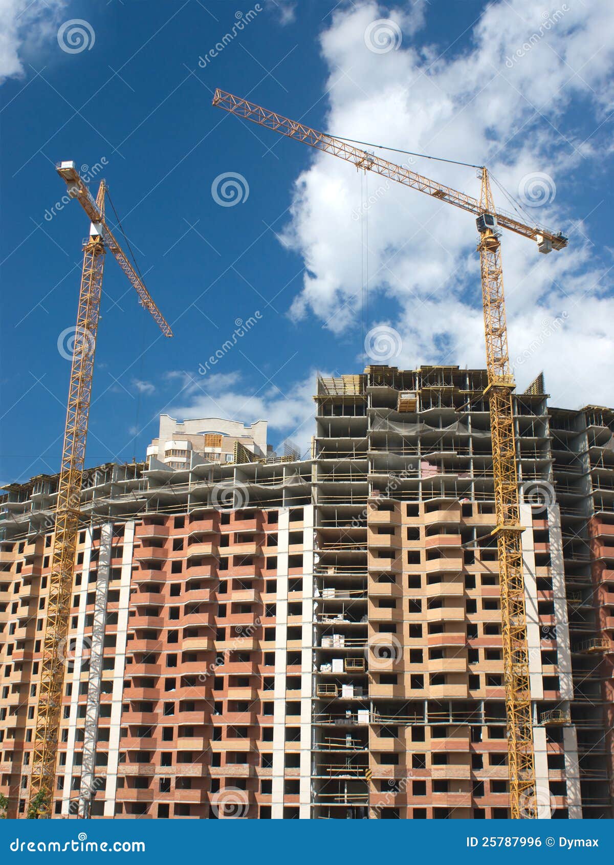 Tower Hoisting Cranes Over Building Construction Stock Photography ...