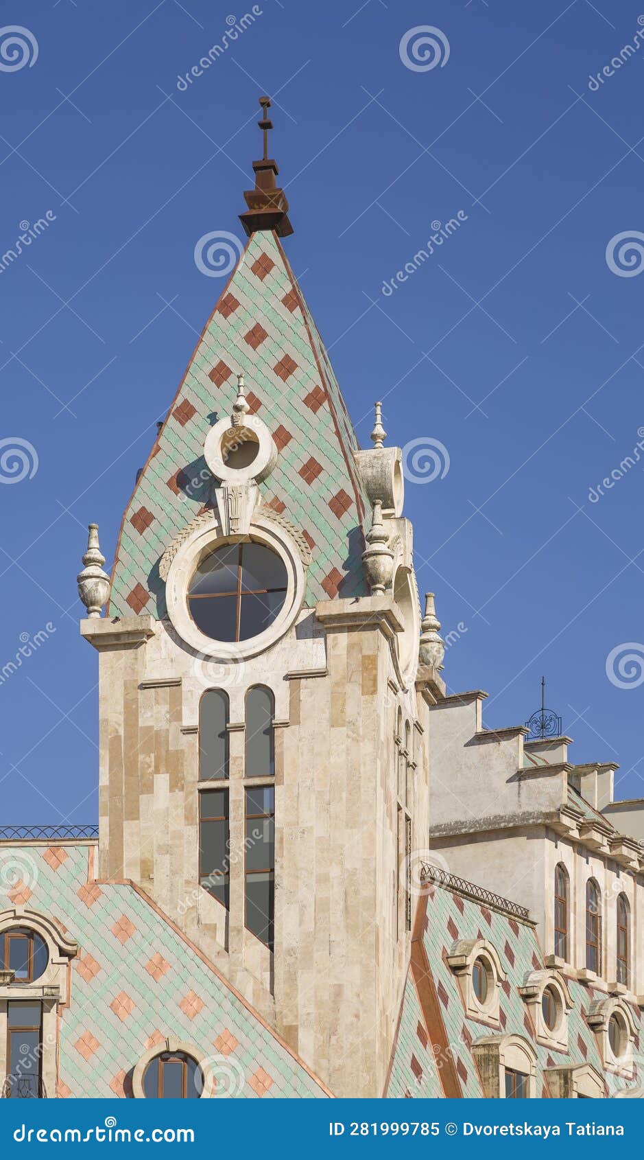 The Tower of the House in the Neo-Gothic Style Stock Image - Image of ...