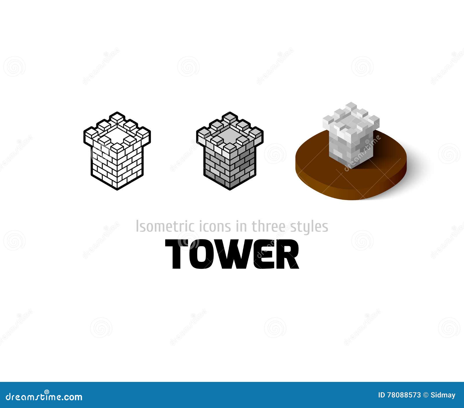 Tower Icon in Different Style Stock Vector - Illustration of fairytale ...