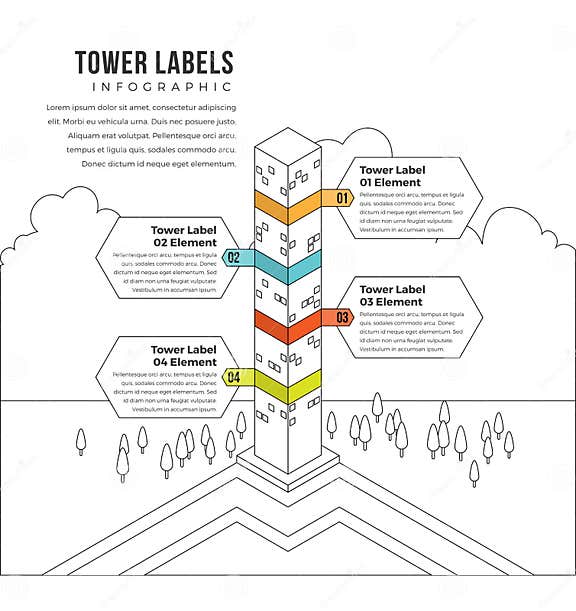 Tower Labels Infographic stock vector. Illustration of process - 78155880