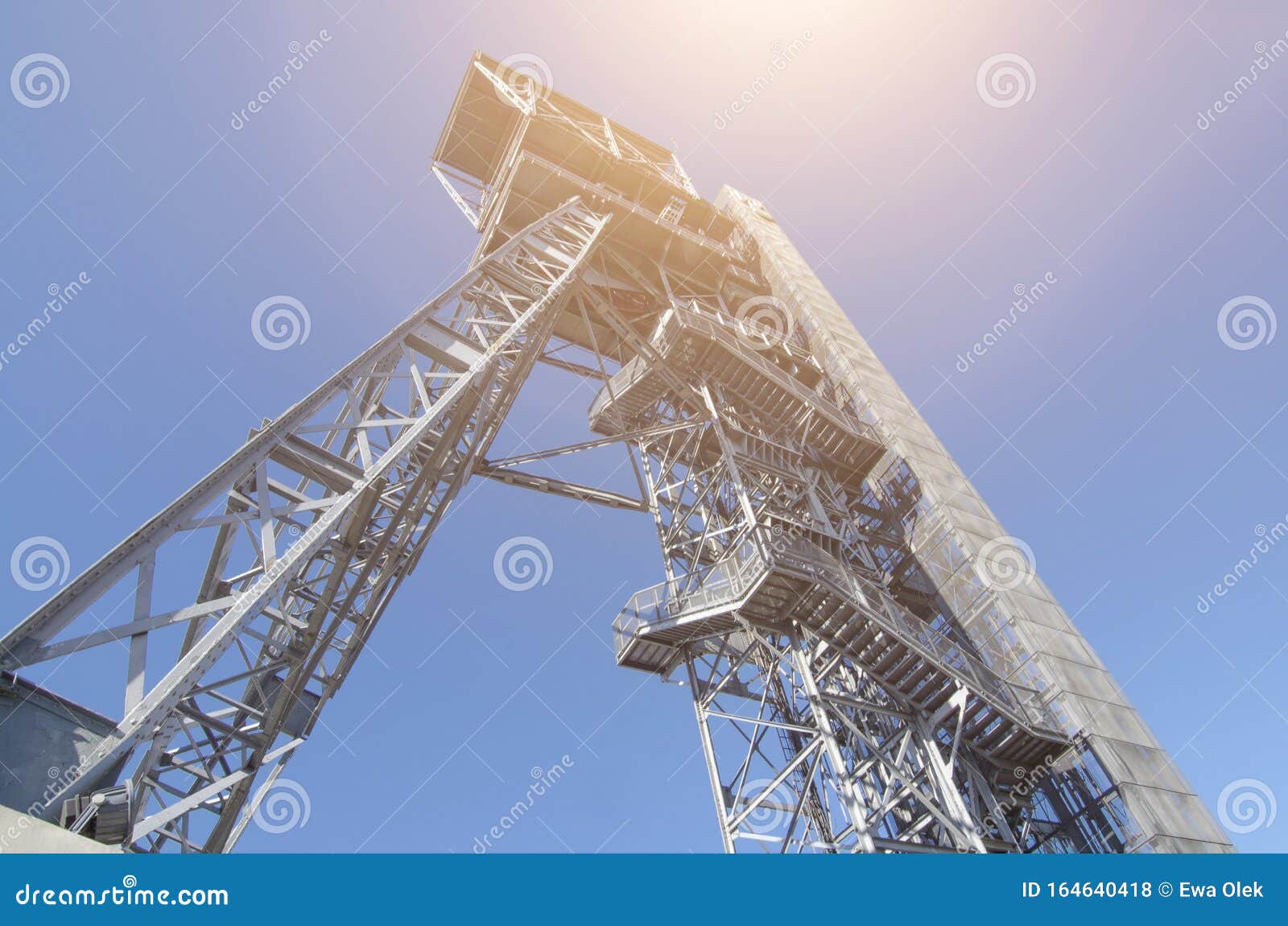 Tower lift of a coal mine stock photo. Image of architecture - 164640418