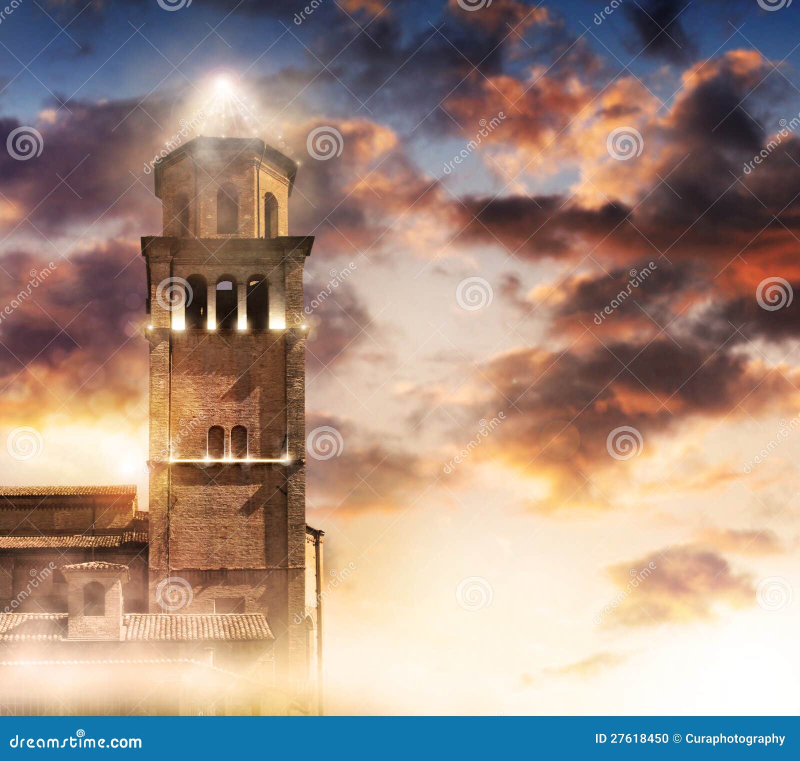 Tower in light stock photo. Image of stone, european - 27618450