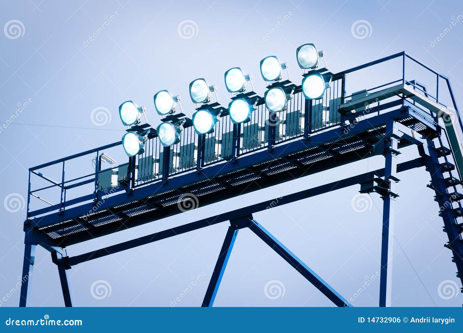 Tower with Lighting Floodlights Stock Photo - Image of black, copy ...