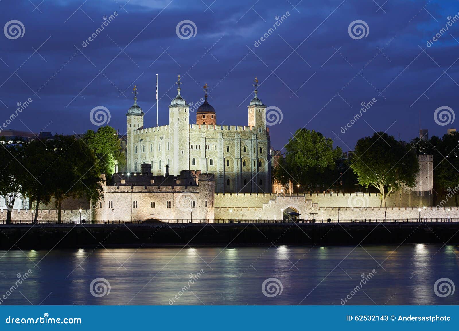 Tower of London, Castle at Night Stock Image - Image of london ...