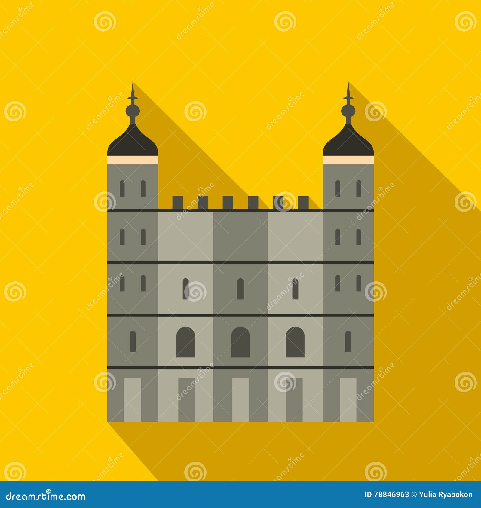 Tower of London in England Icon, Flat Style Stock Vector - Illustration ...