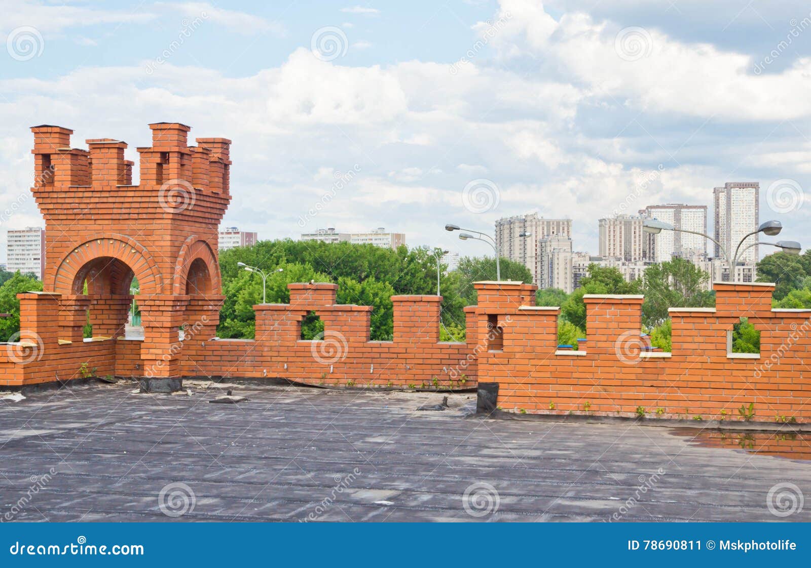 Tower Made of Bricks on a Building Roof Stock Image - Image of house ...
