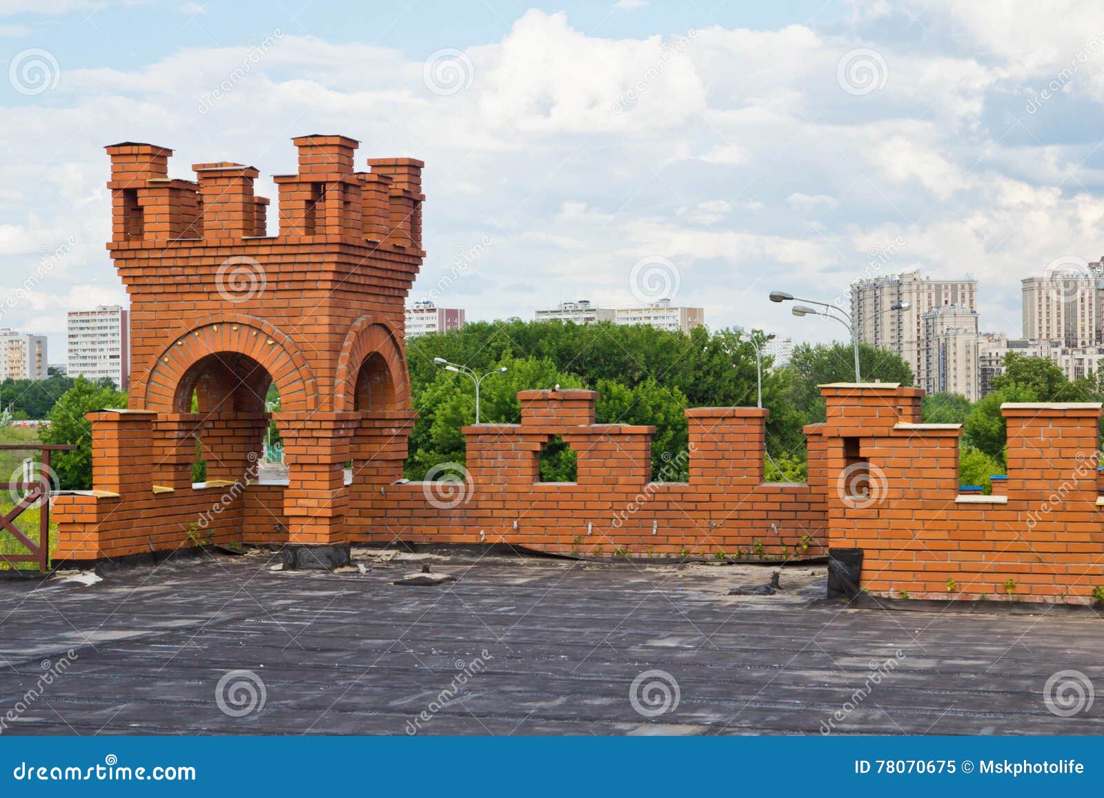 Tower Made of Bricks on a Roof Stock Image - Image of outdoor, lamp ...