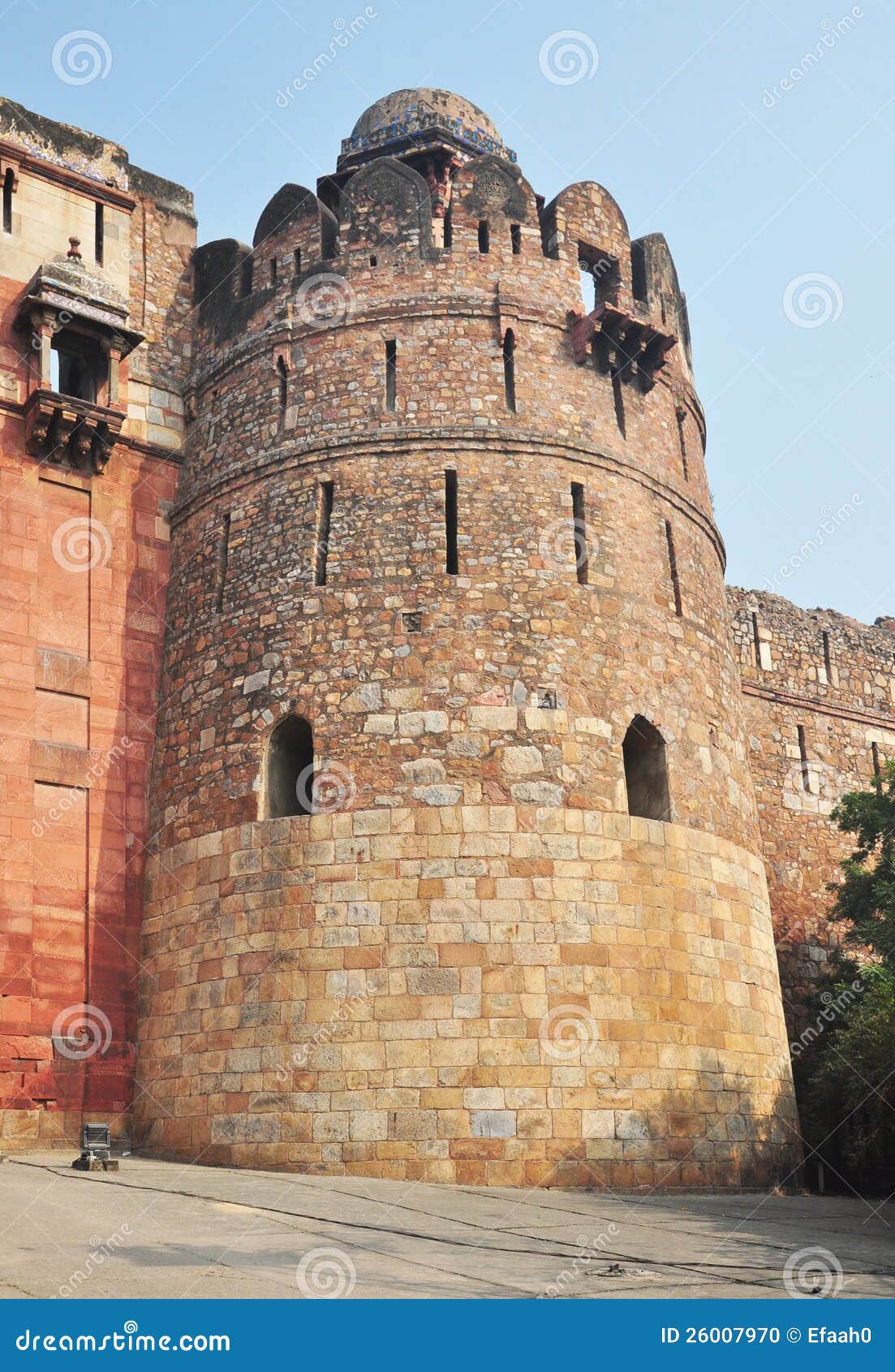 A Tower at the Main Gate of Purana Qila Delhi Stock Photo - Image of ...