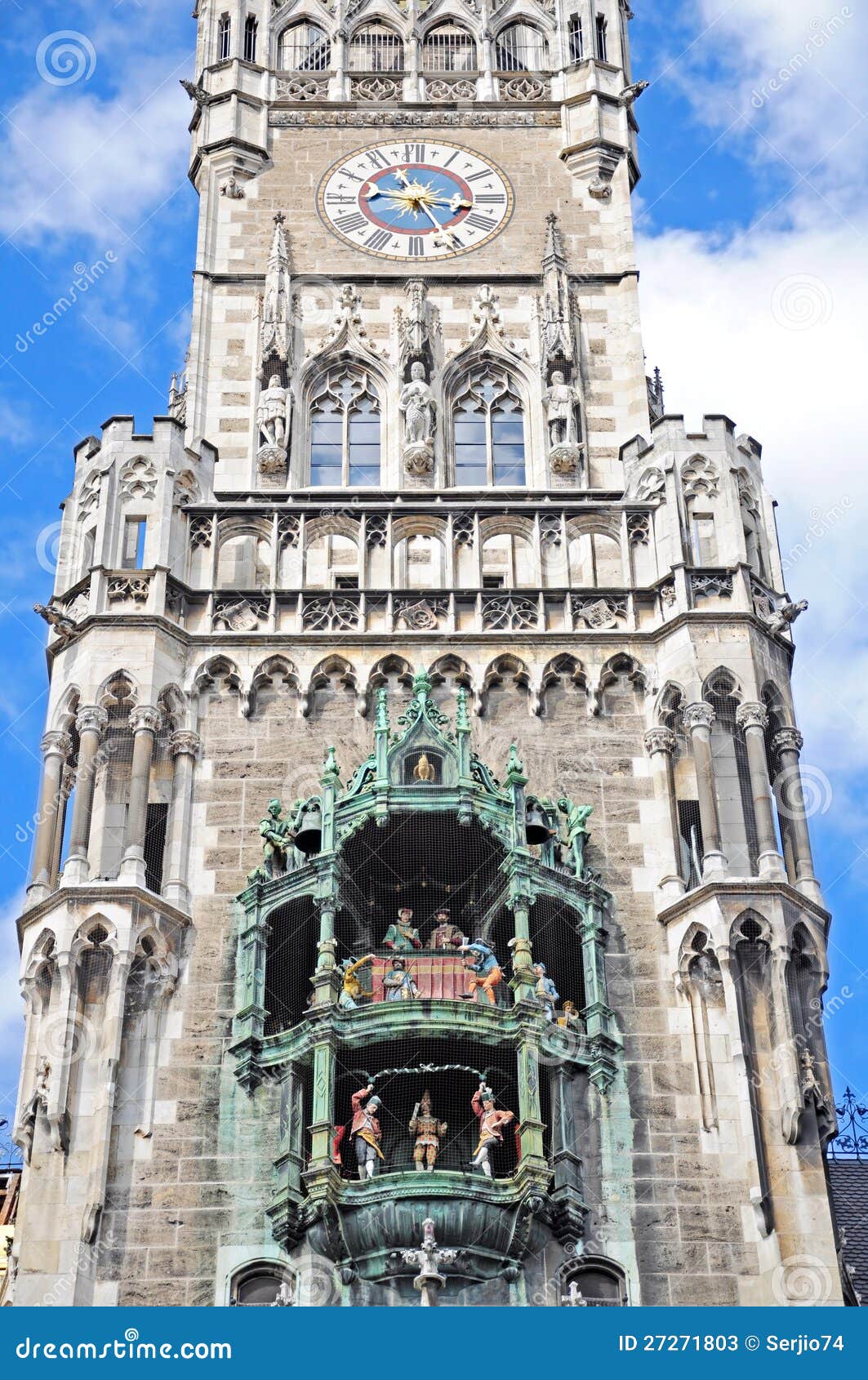 Tower on Marienplatz. stock image. Image of stone, balcony - 27271803