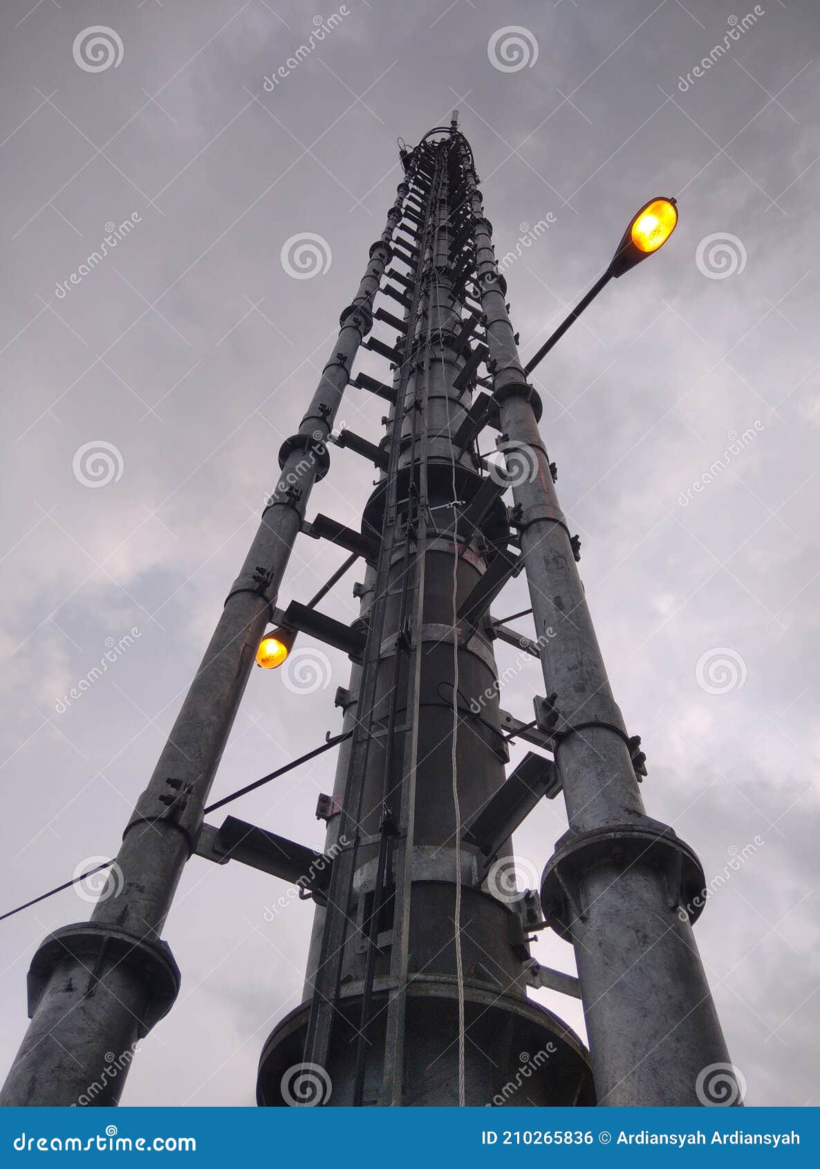 The Tower Mast Stands Upright with the Lights on Stock Photo - Image of ...