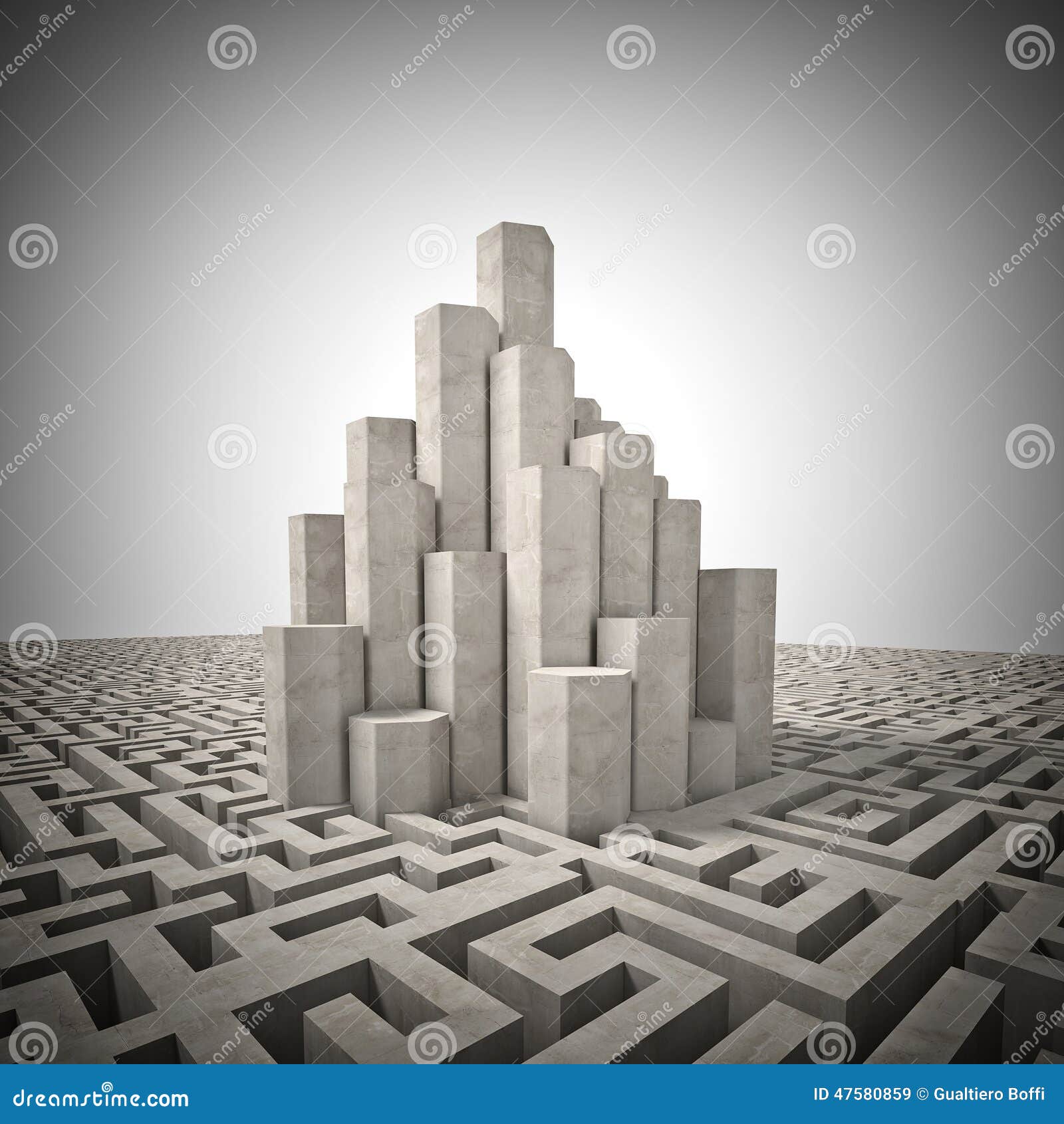 Tower and maze stock illustration. Illustration of business - 47580859