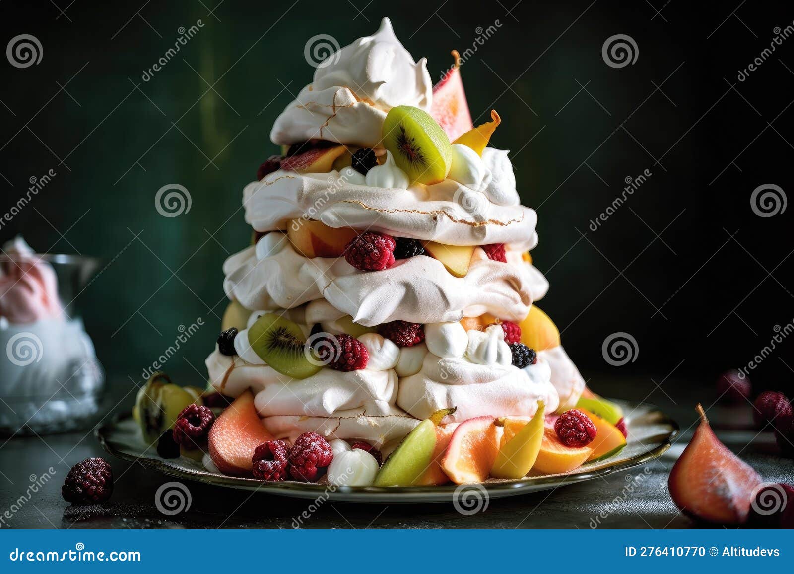 A Tower of Meringues, Stacked High with Macerated Fruit in between ...