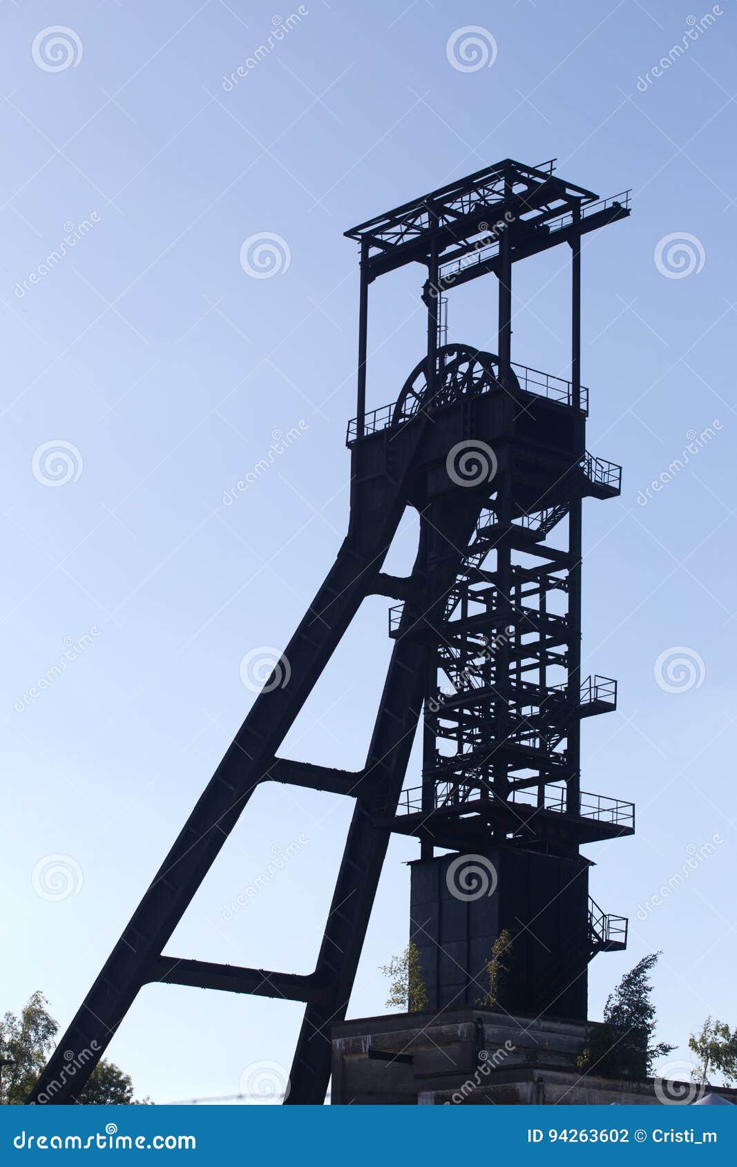 Tower of Mining Elevator in Anderlues, Belgium Stock Photo - Image of ...