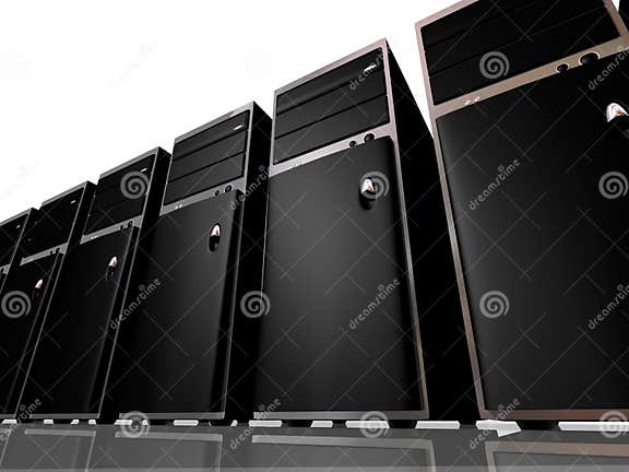 Tower Model Computers or Servers Stock Illustration - Illustration of ...