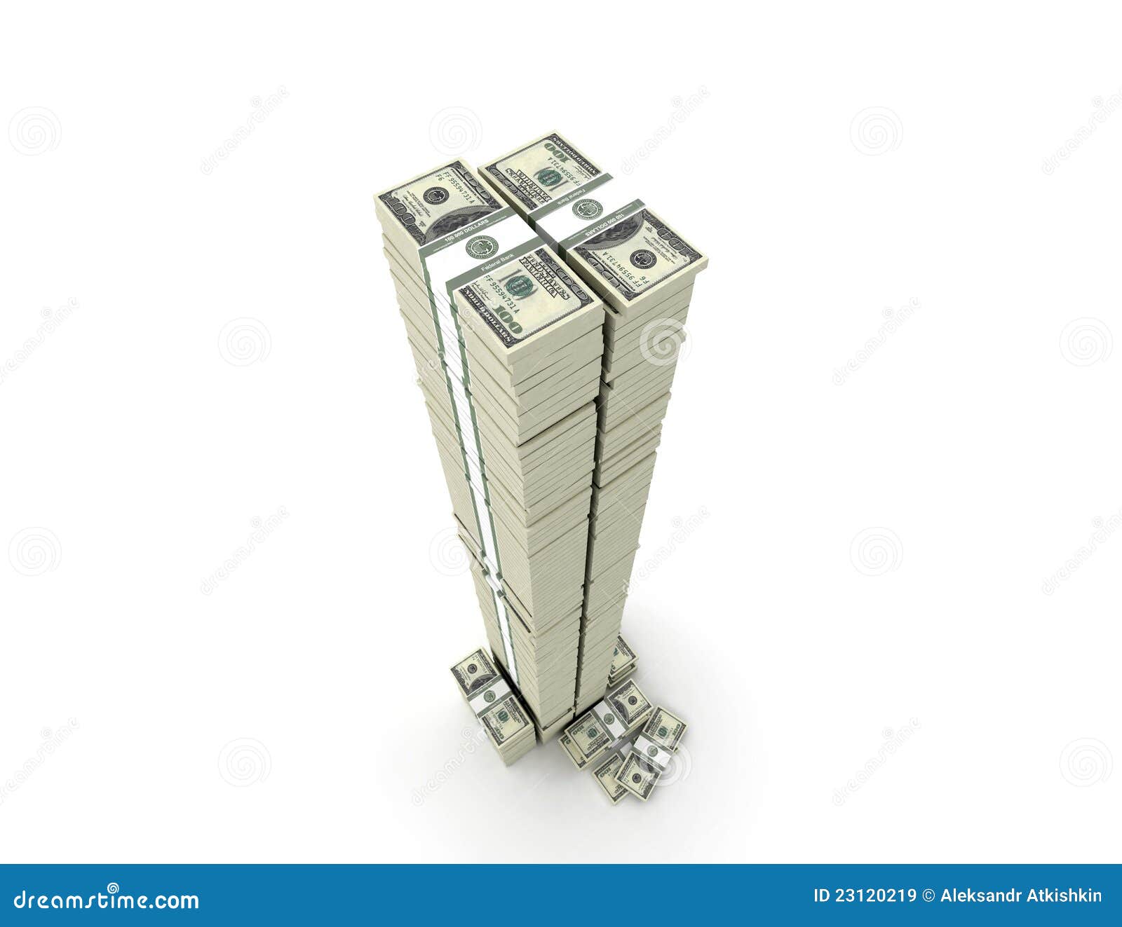 Tower of money packs stock illustration. Illustration of treasure ...