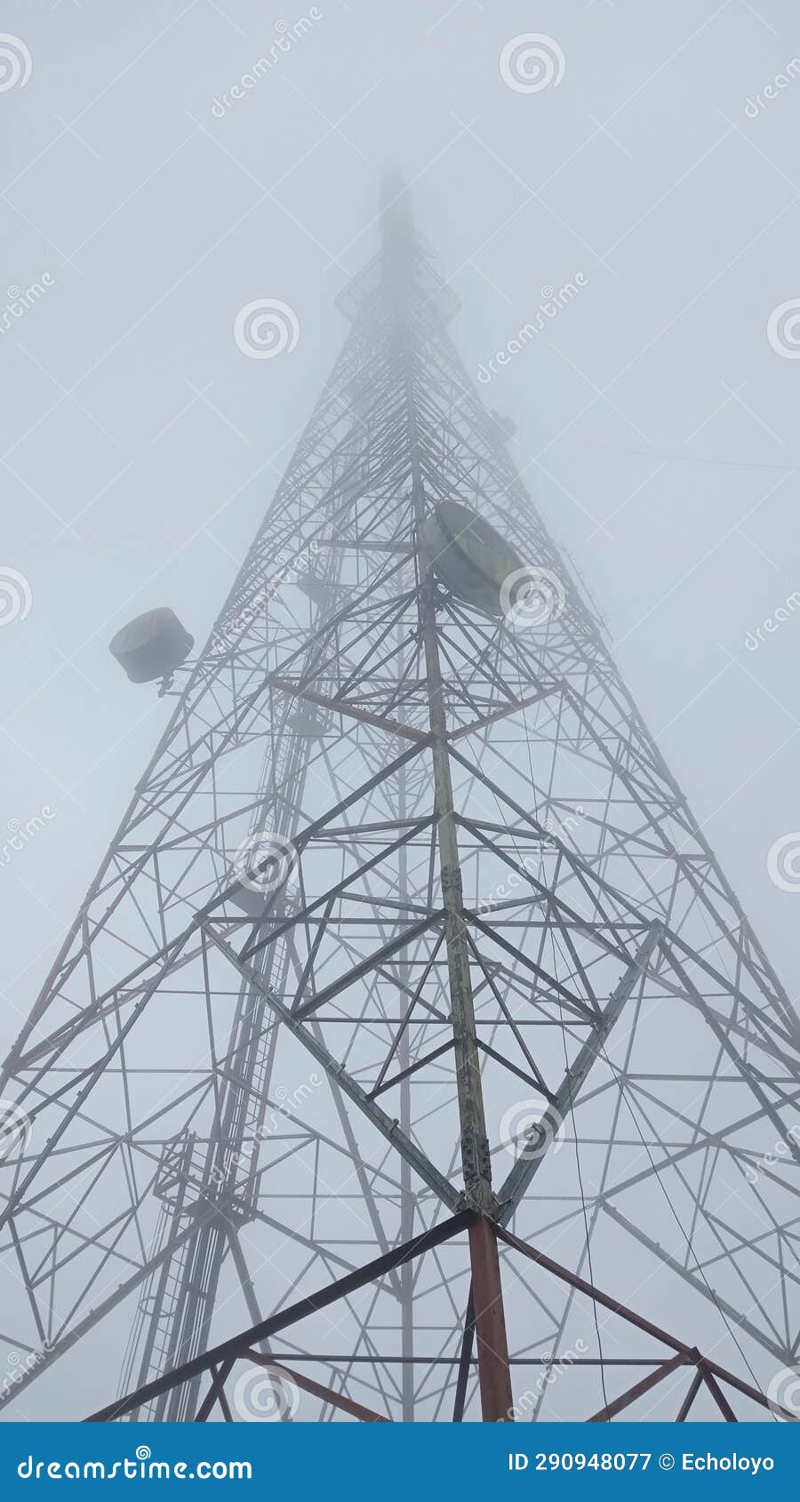 Tower at the Mountain Covered by Thick Fog Stock Image - Image of ...