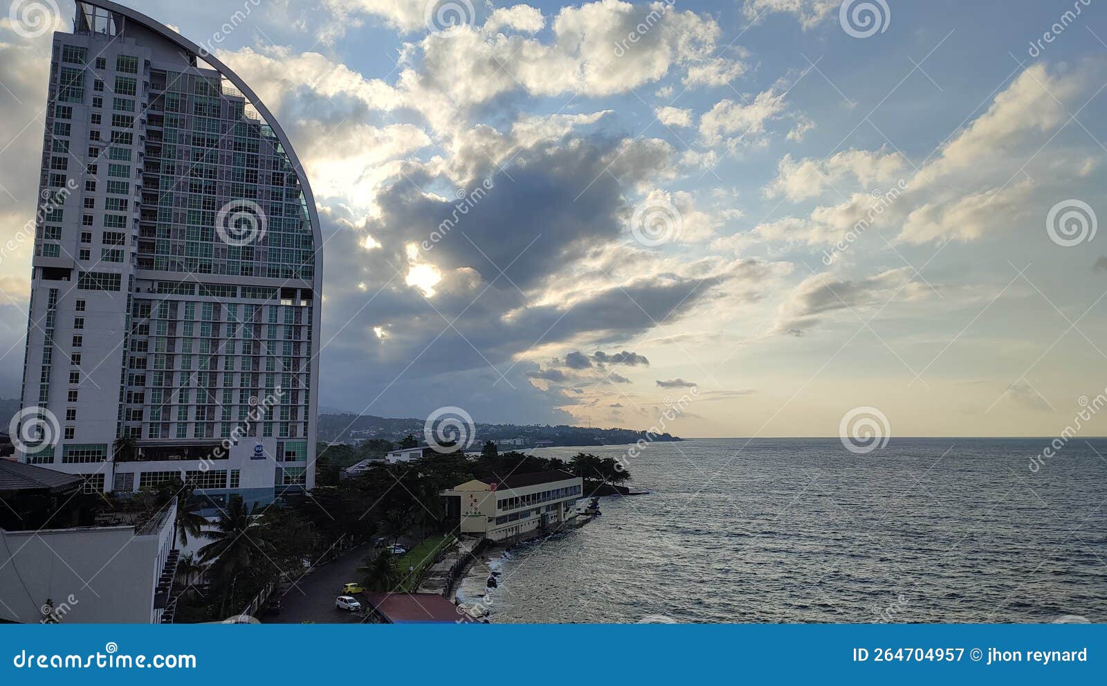 Tower with the ocean view stock image. Image of evening - 264704957