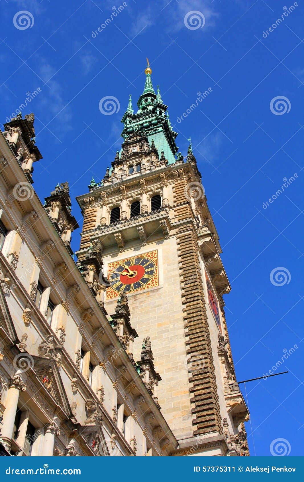 Tower of an Old Building with a Clock Stock Image - Image of vertical ...
