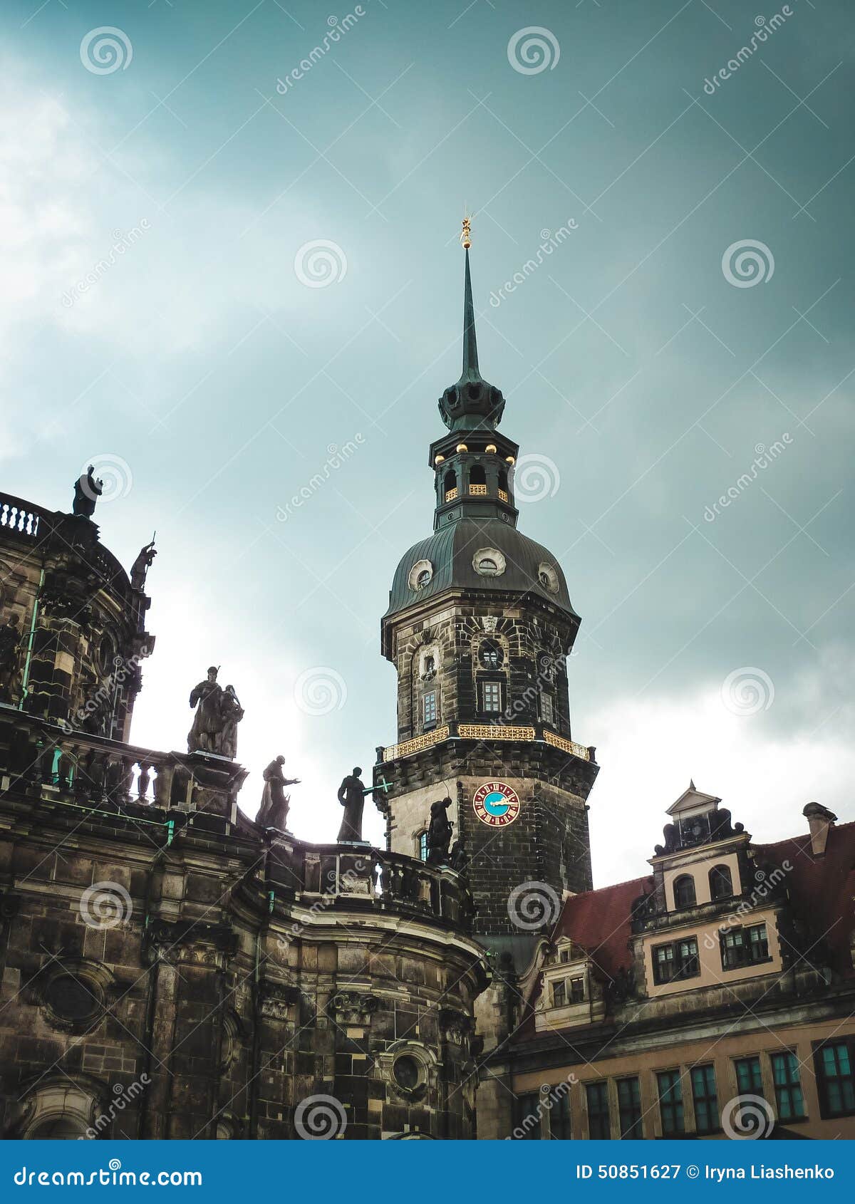 Tower of Old Building in Dresden, Germany Stock Image - Image of ...