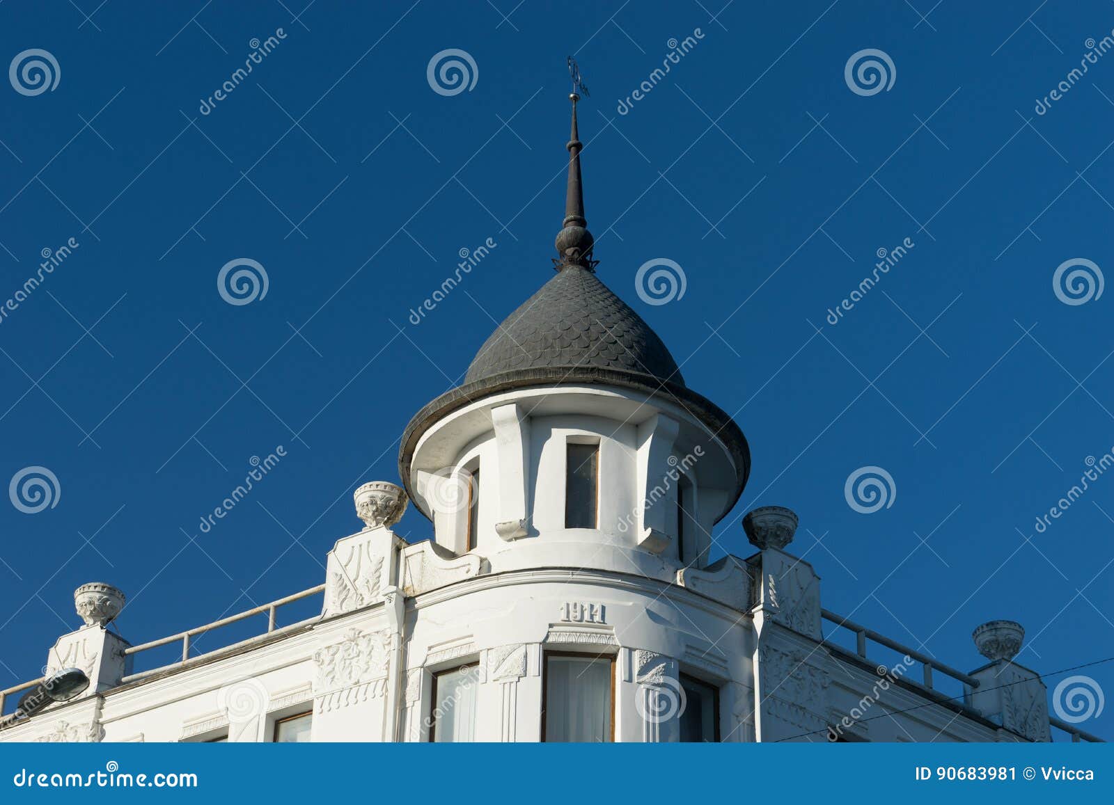 Tower of the old building stock image. Image of balcony - 90683981