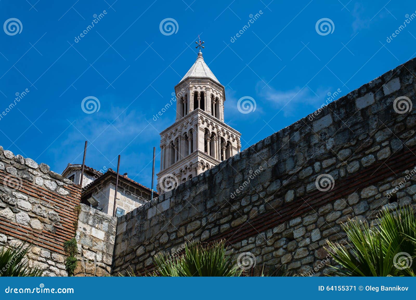 The Tower of Old Church in Split, Croatia. Stock Image - Image of site ...