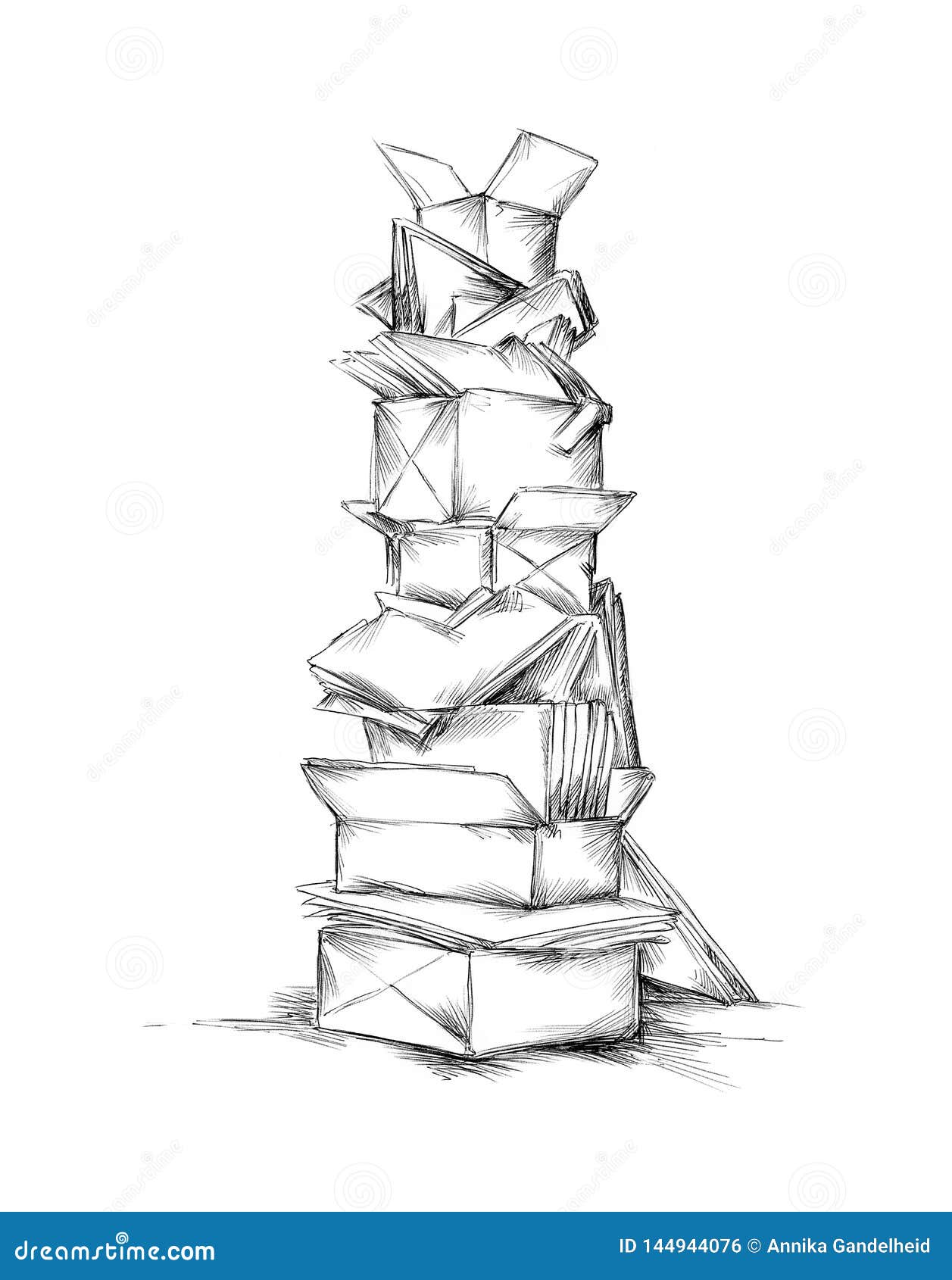 Tower of old paper stock illustration. Illustration of stacked - 144944076