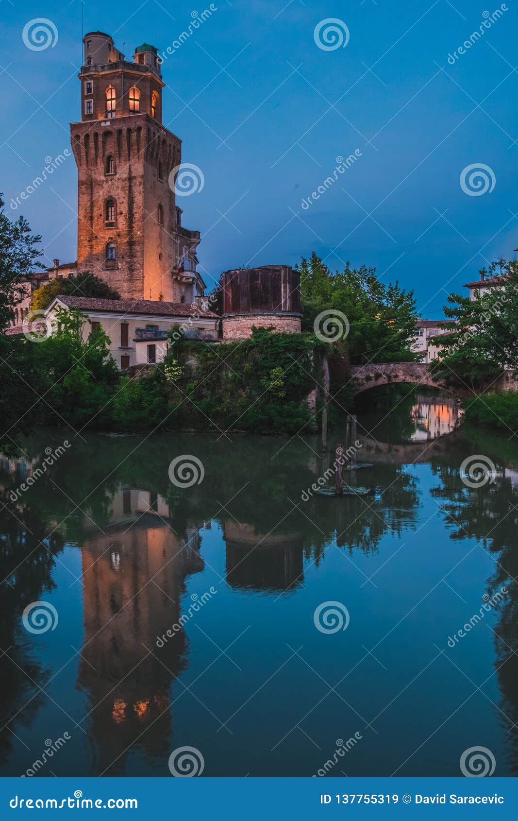 Tower in padova at night stock image. Image of night - 137755319