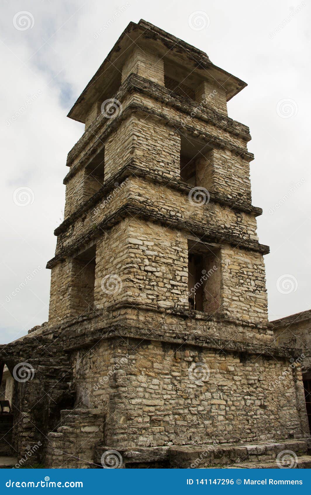Tower of the Palace of Palenque Stock Photo - Image of lakamha, detail ...