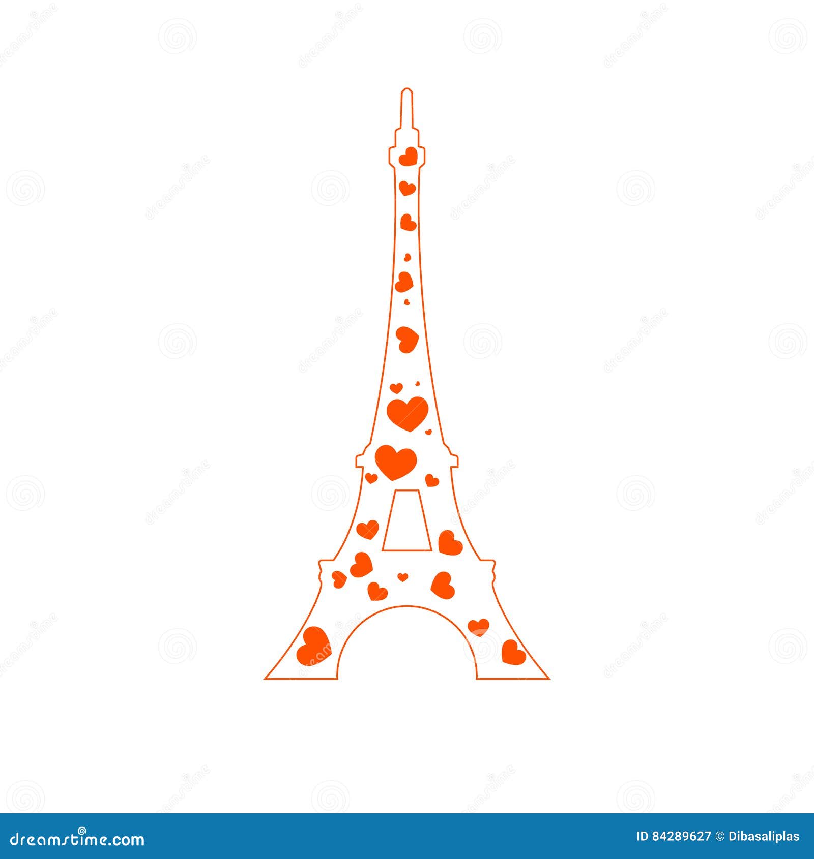Tower of Paris. Tower in the Heart Stock Vector - Illustration of ...