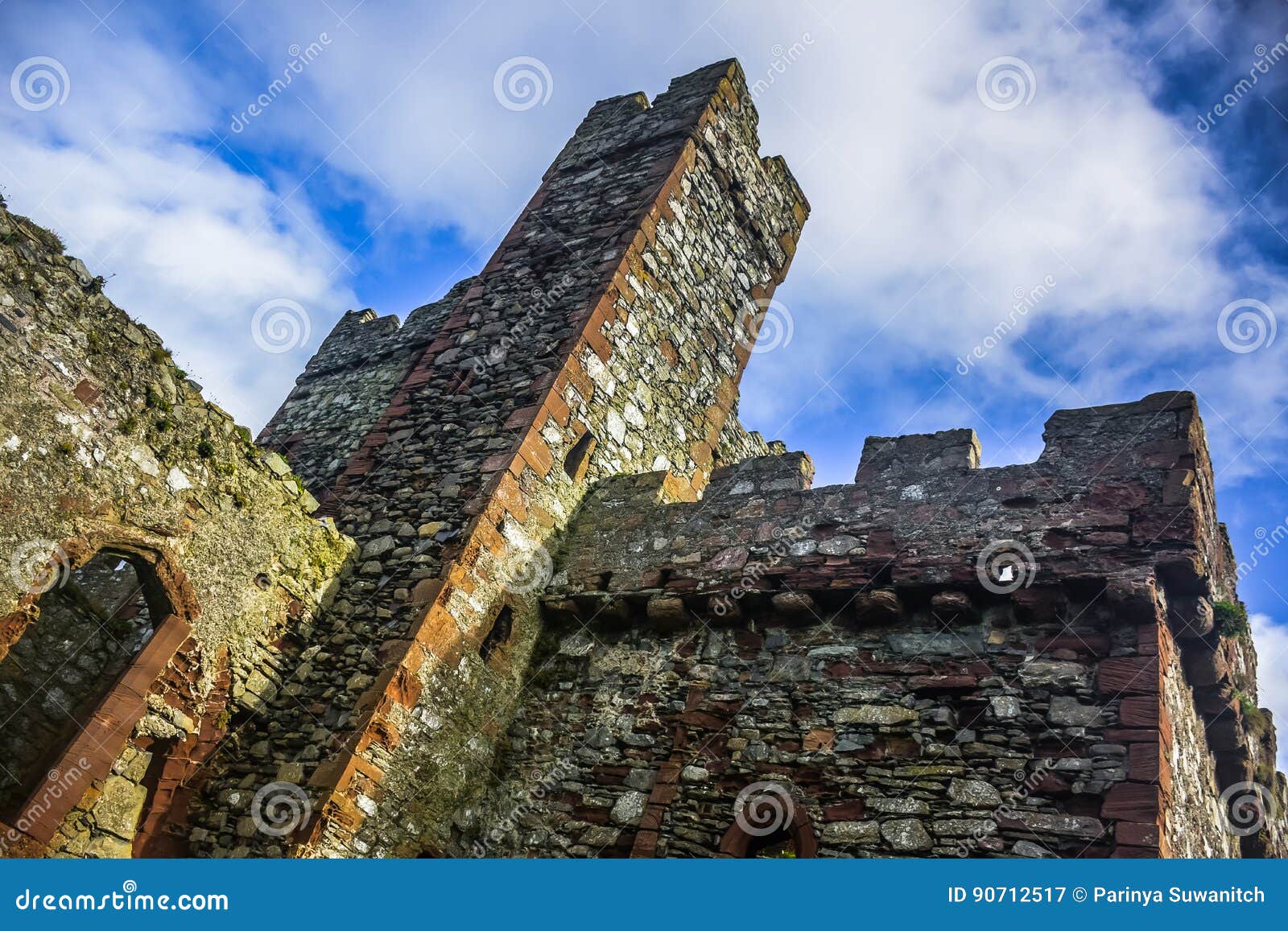A Tower of Peel Castle at Peel, Isle of Man Stock Image - Image of ...