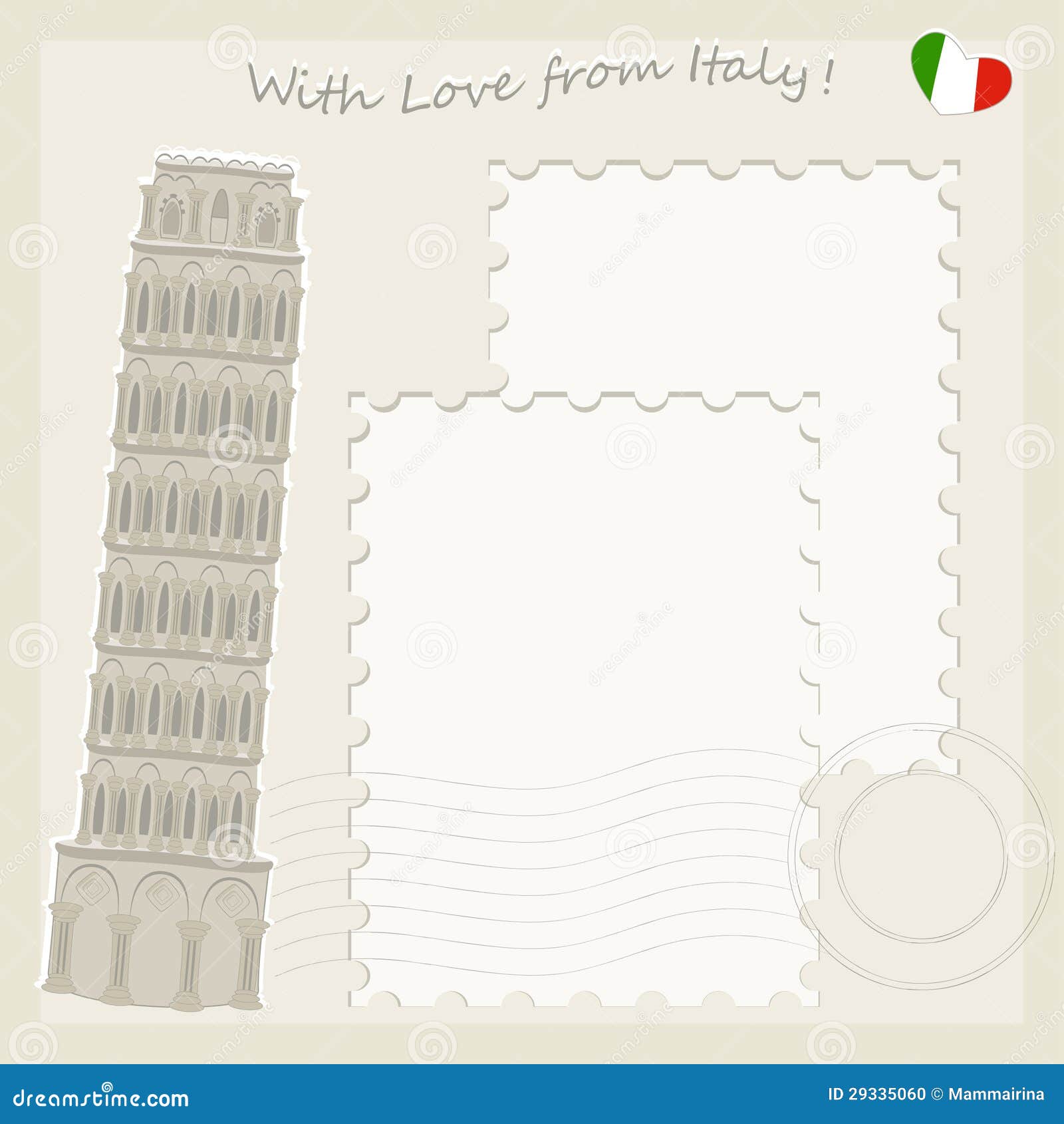 Tower of Pisa Greeting Card Stock Vector - Illustration of invitation ...