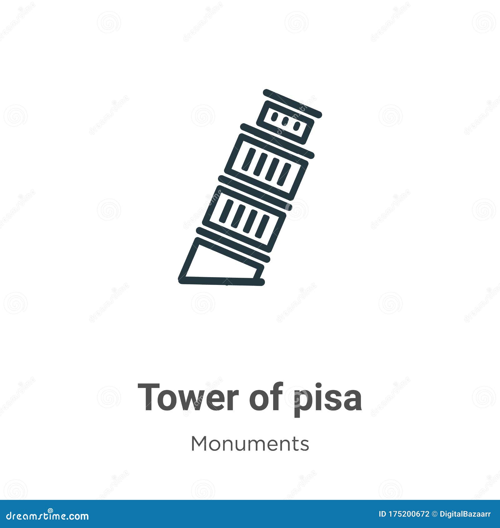 Tower of Pisa Outline Vector Icon. Thin Line Black Tower of Pisa Icon ...