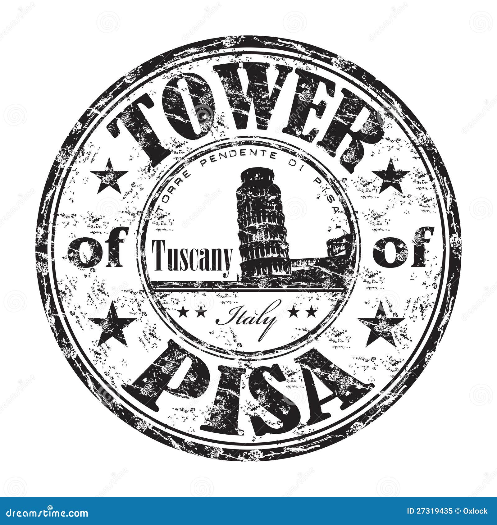 The Tower of Pisa Rubber Stamp Stock Vector - Illustration of ...