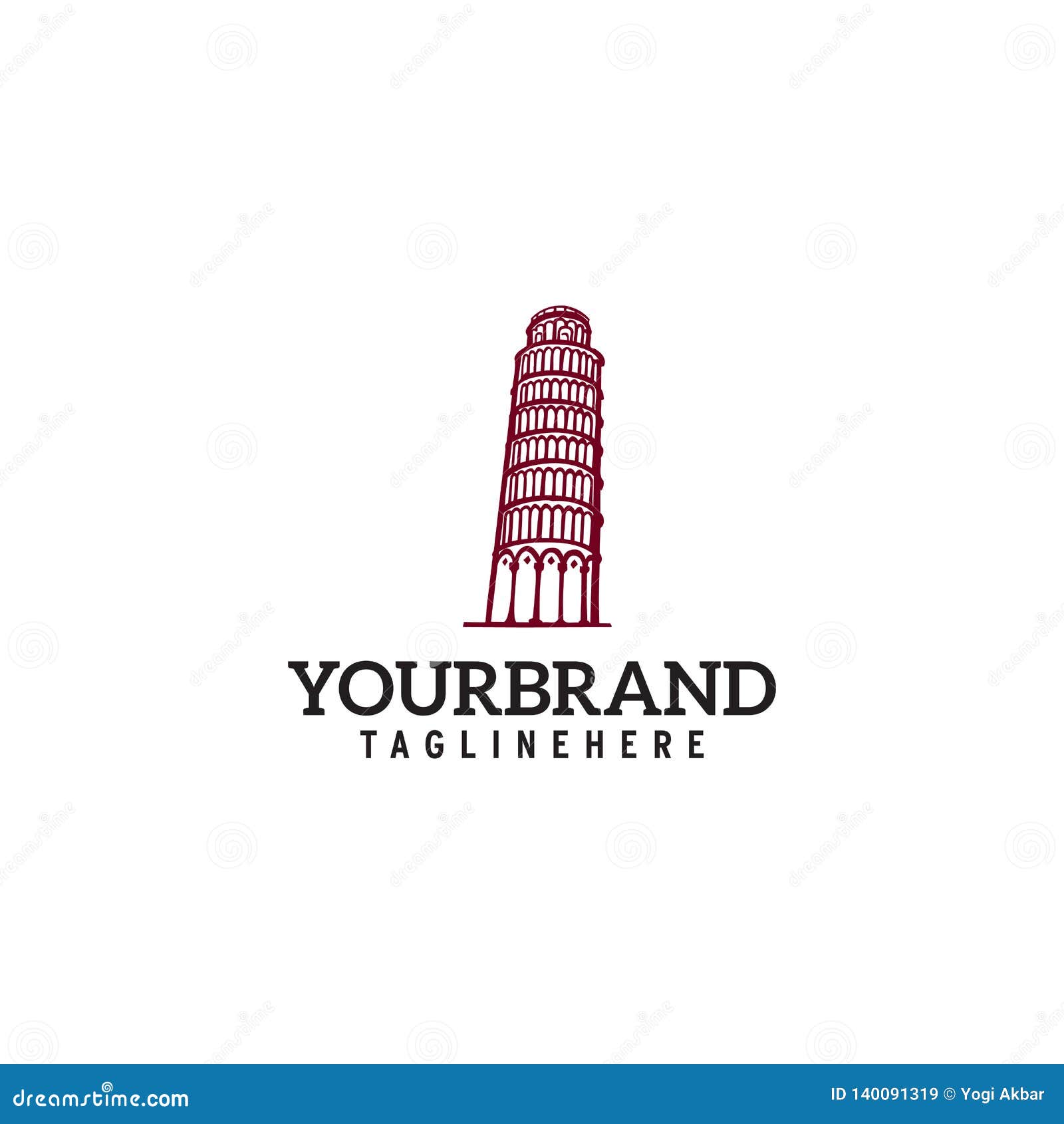 Tower of Pisa Vector Logo Design Stock Vector - Illustration of europe ...