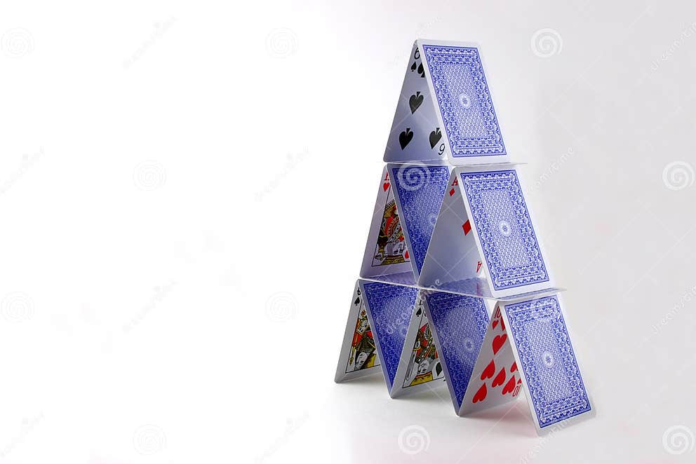 Tower of playing cards stock image. Image of balancing - 5404091