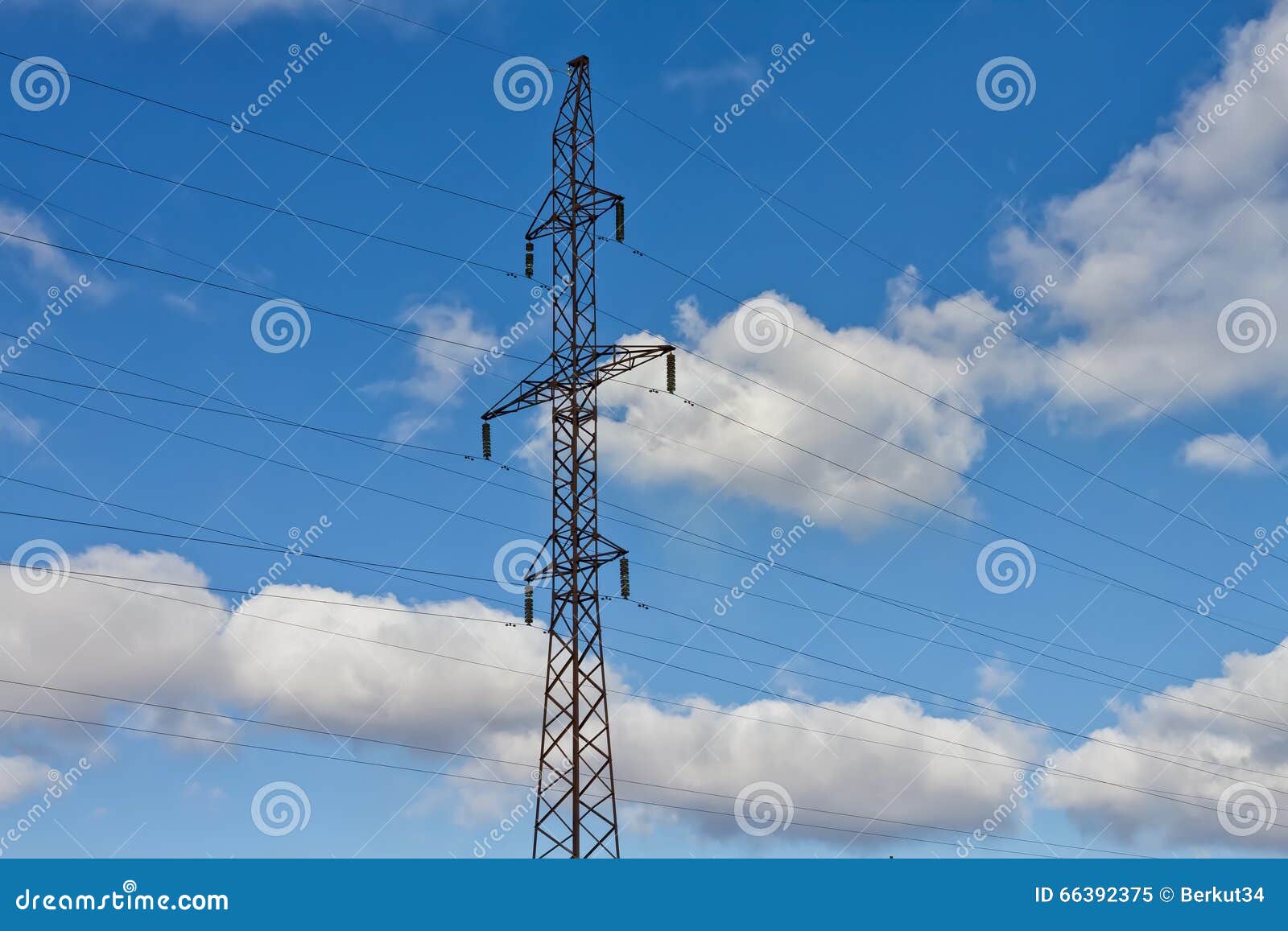 Tower of power lines stock image. Image of energy, electricity - 66392375