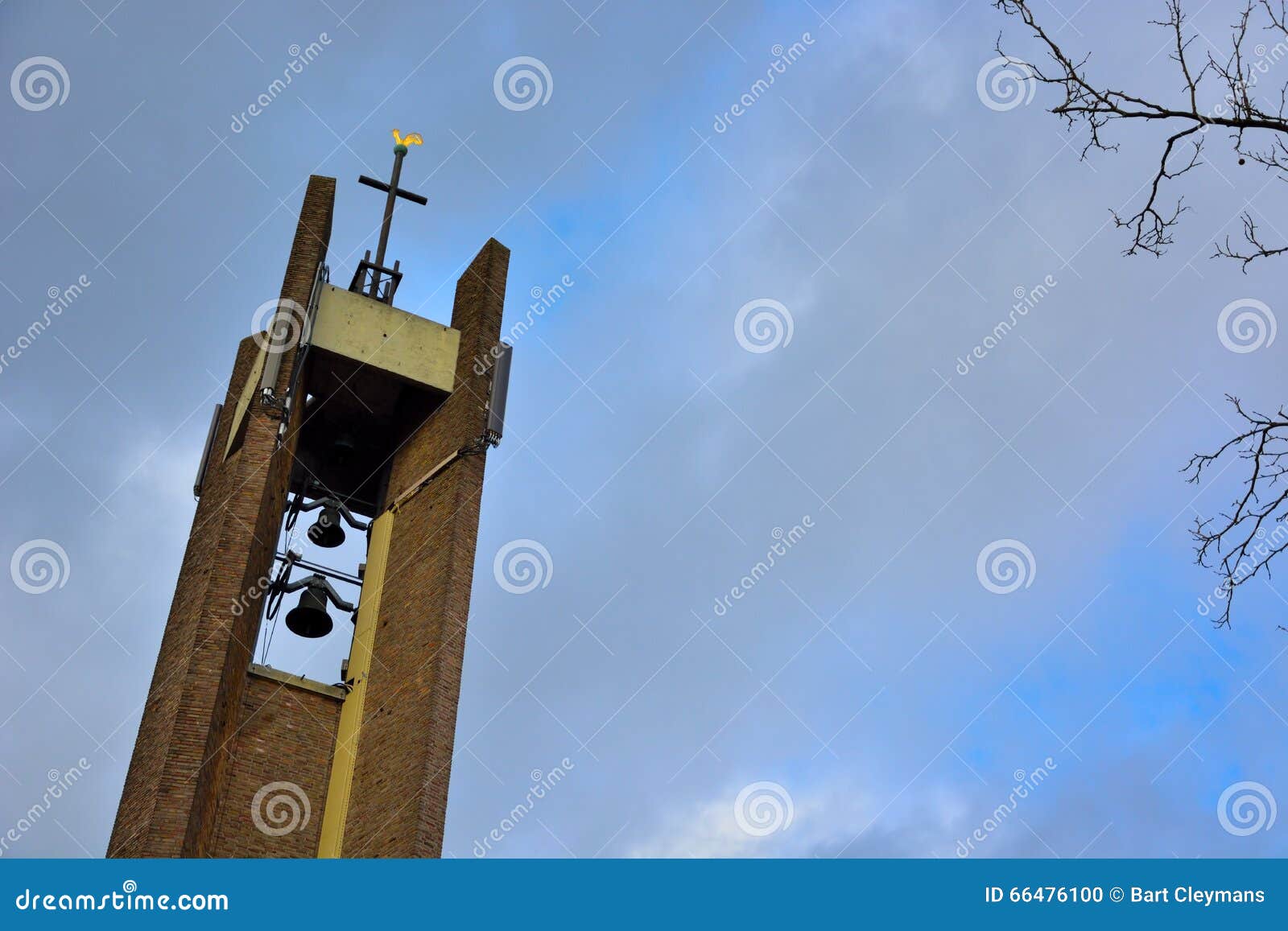 Tower of a Protestant Church and Tree-tops Stock Photo - Image of ...