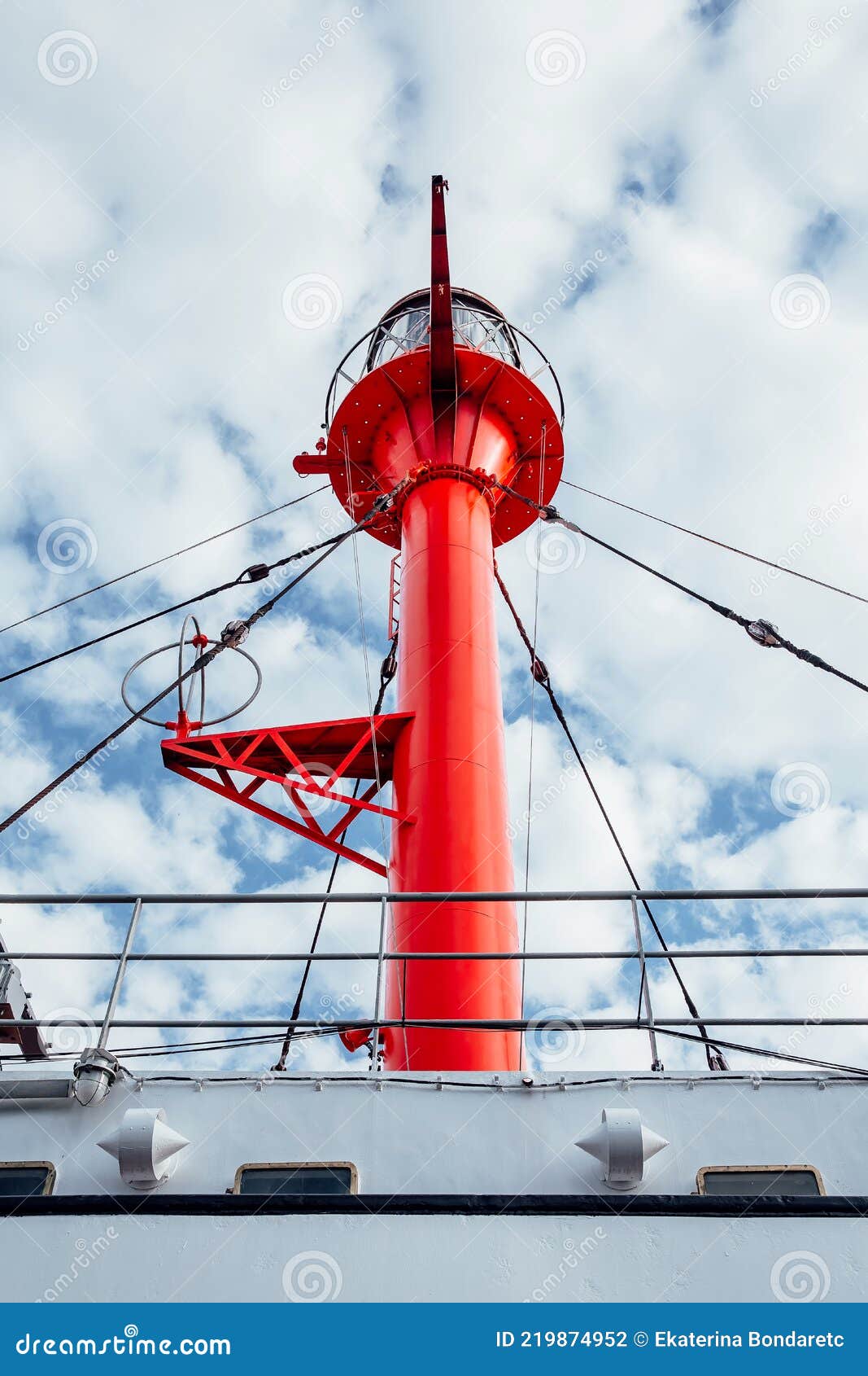 Tower of Red Floating Lighthouse, Lightship. Stock Photo - Image of ...