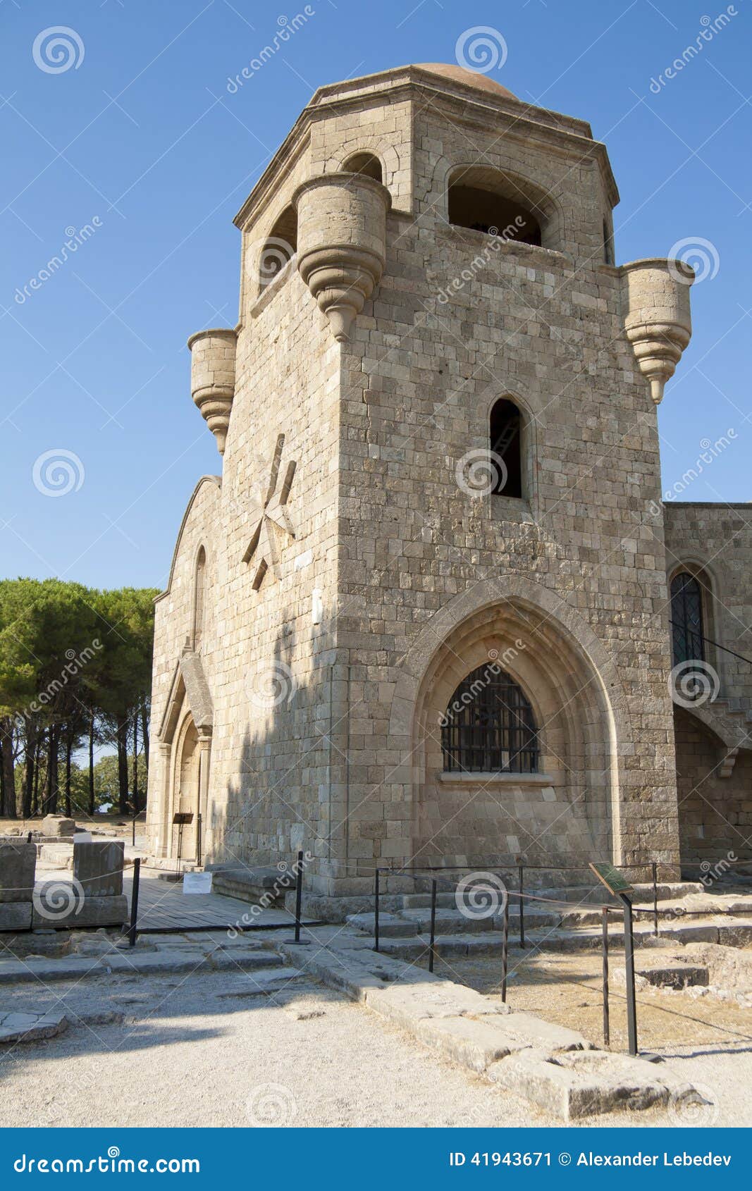 Tower of the Rhodes castle stock image. Image of cross - 41943671