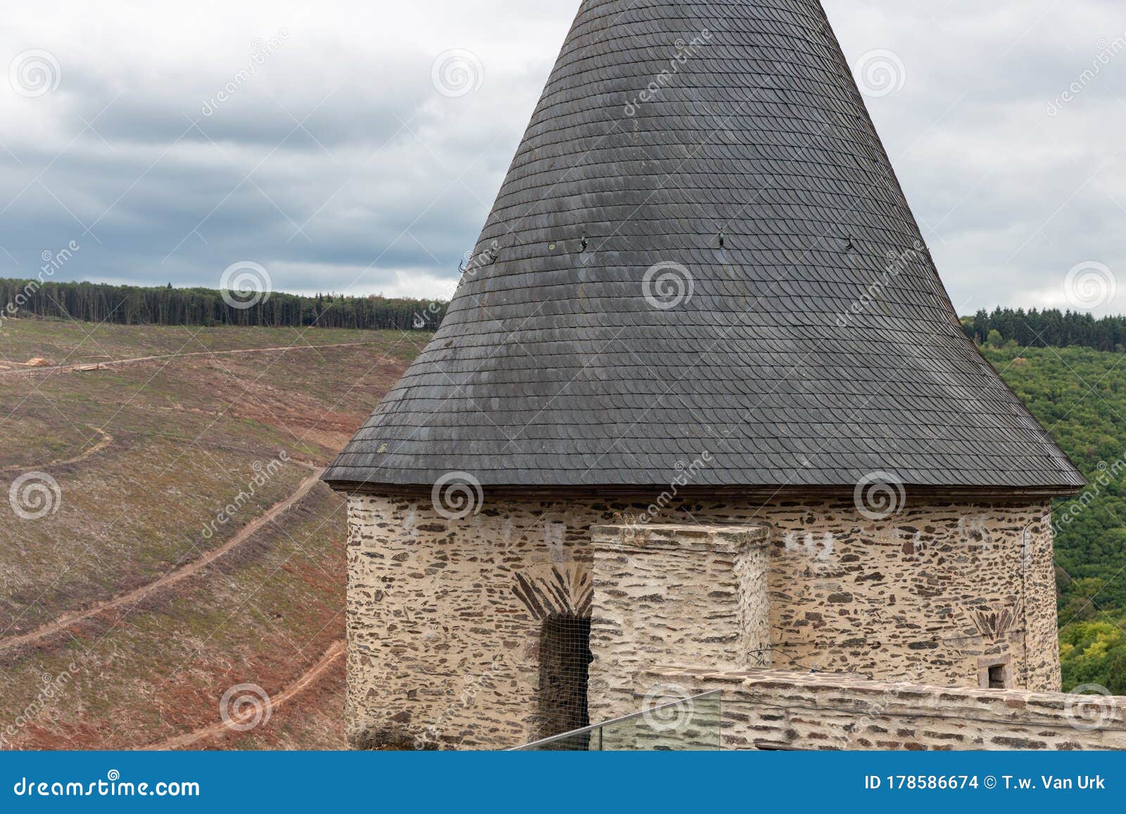 Tower Ruin Medieval Castle Bourscheid in Luxembourg Stock Photo - Image ...