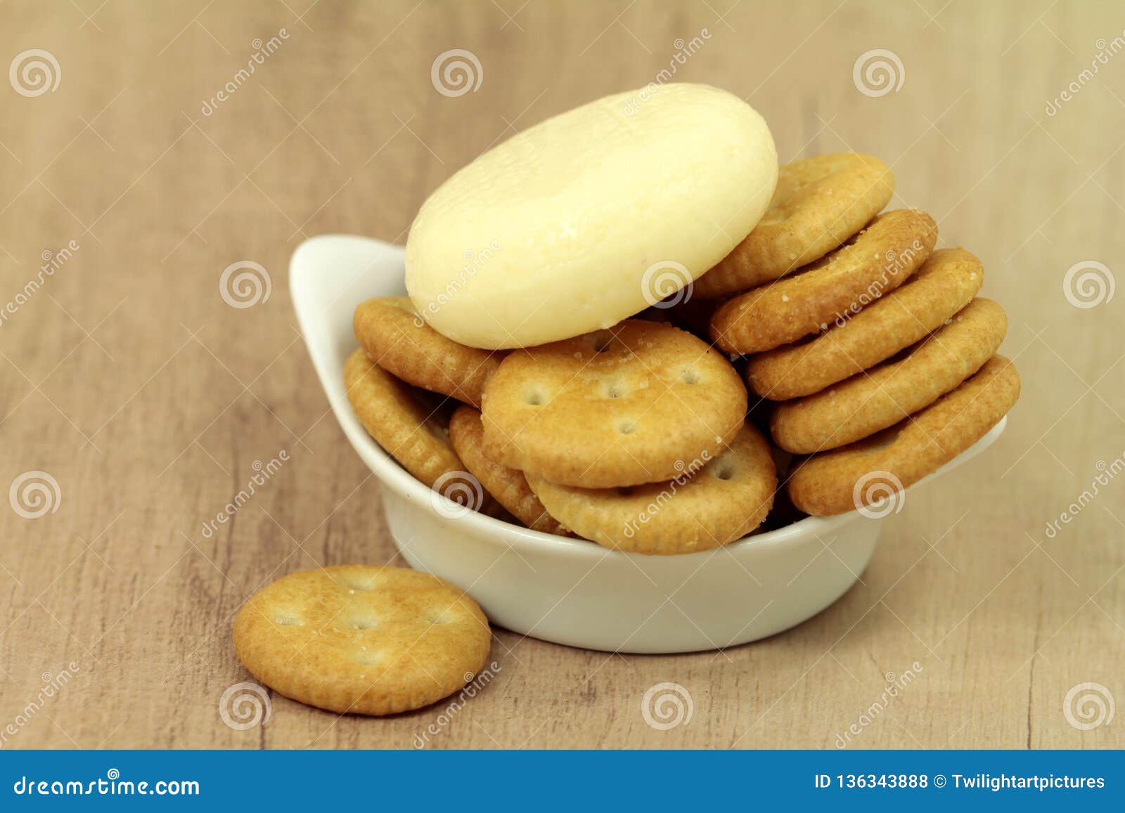 Salt Crackers with Soft Cheese Stock Photo - Image of salt, biscuits ...