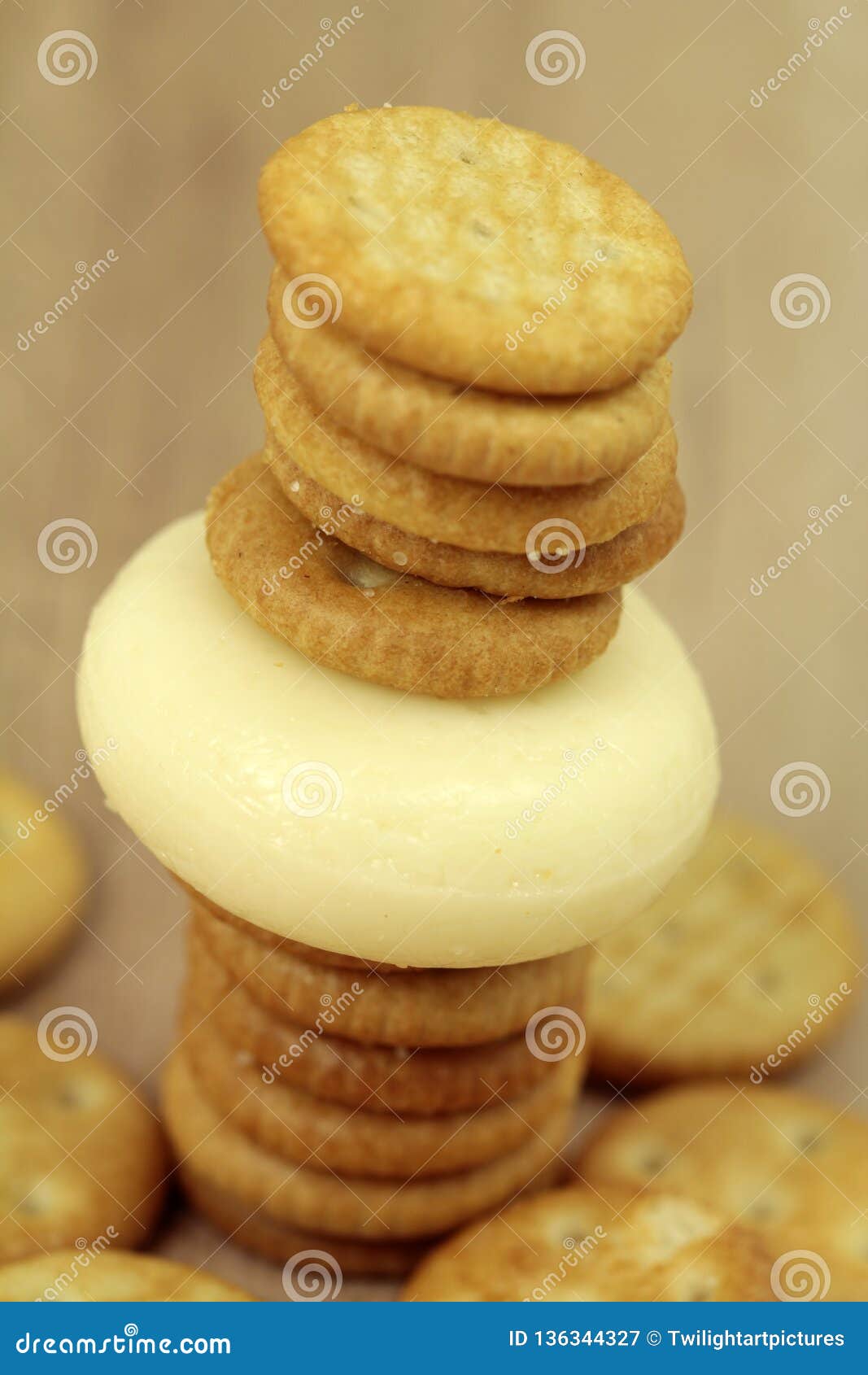 Salt Crackers with Soft Cheese Stock Image - Image of salt, macro ...