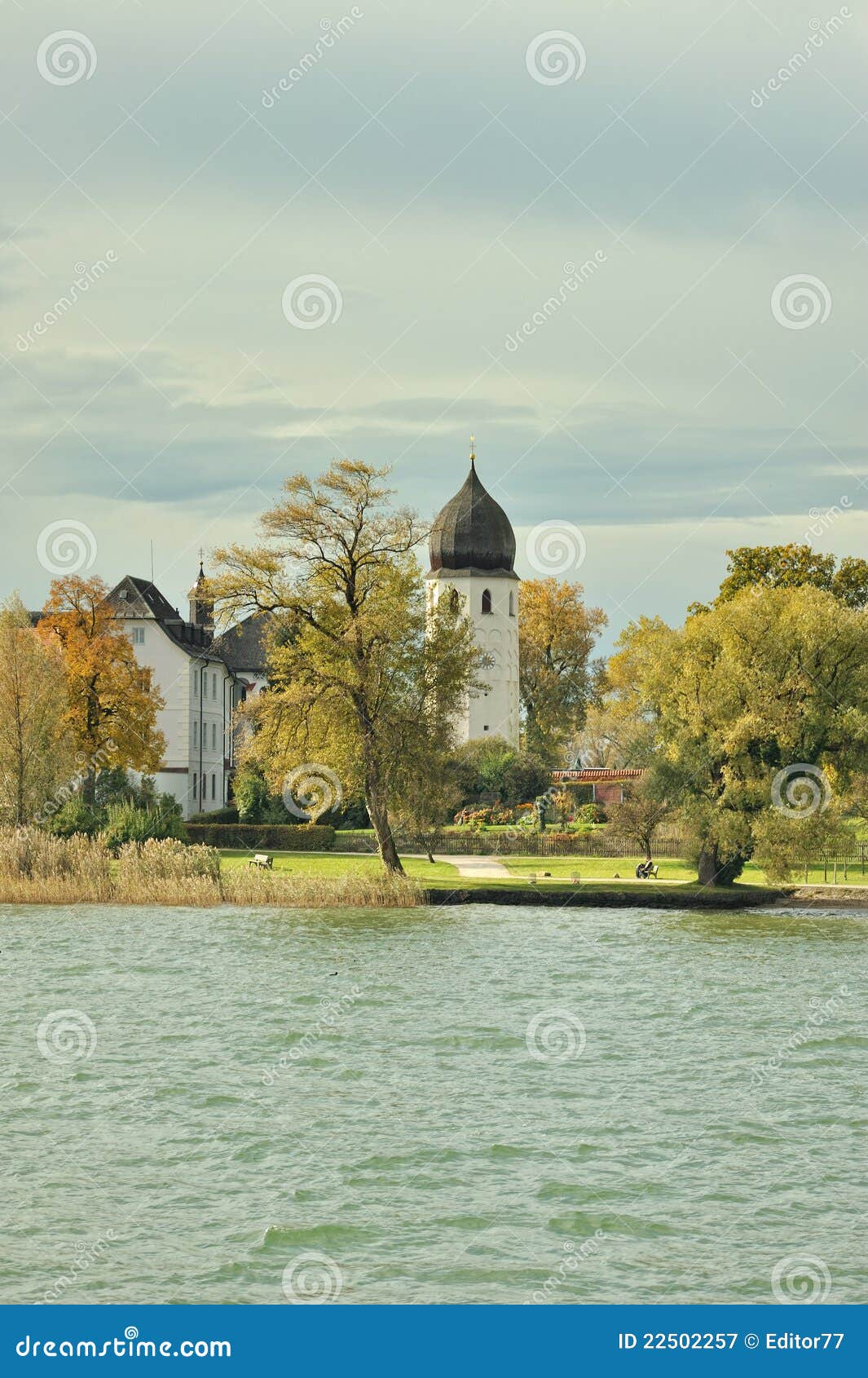 Tower of the Seeon Abbey in Chiemgau Stock Image - Image of shadows ...