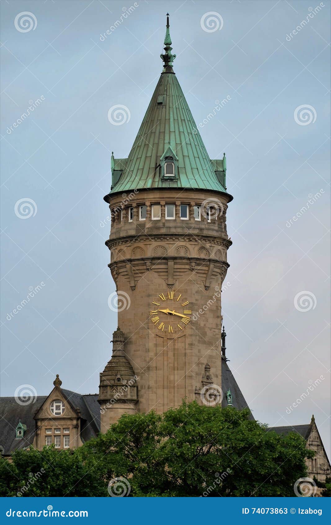 The Tower of Spuerkees Bank in Luxembourg Stock Image - Image of town ...