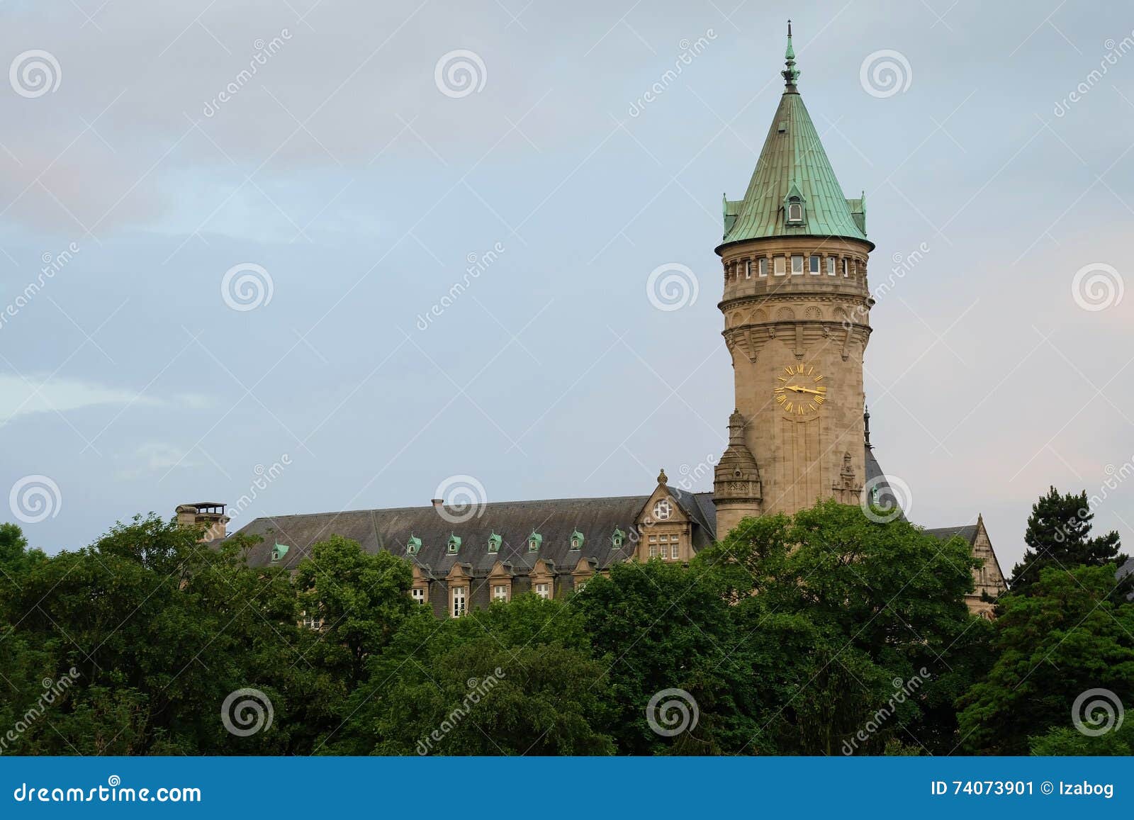 The Tower of Spuerkees Bank in Luxembourg Stock Image - Image of park ...