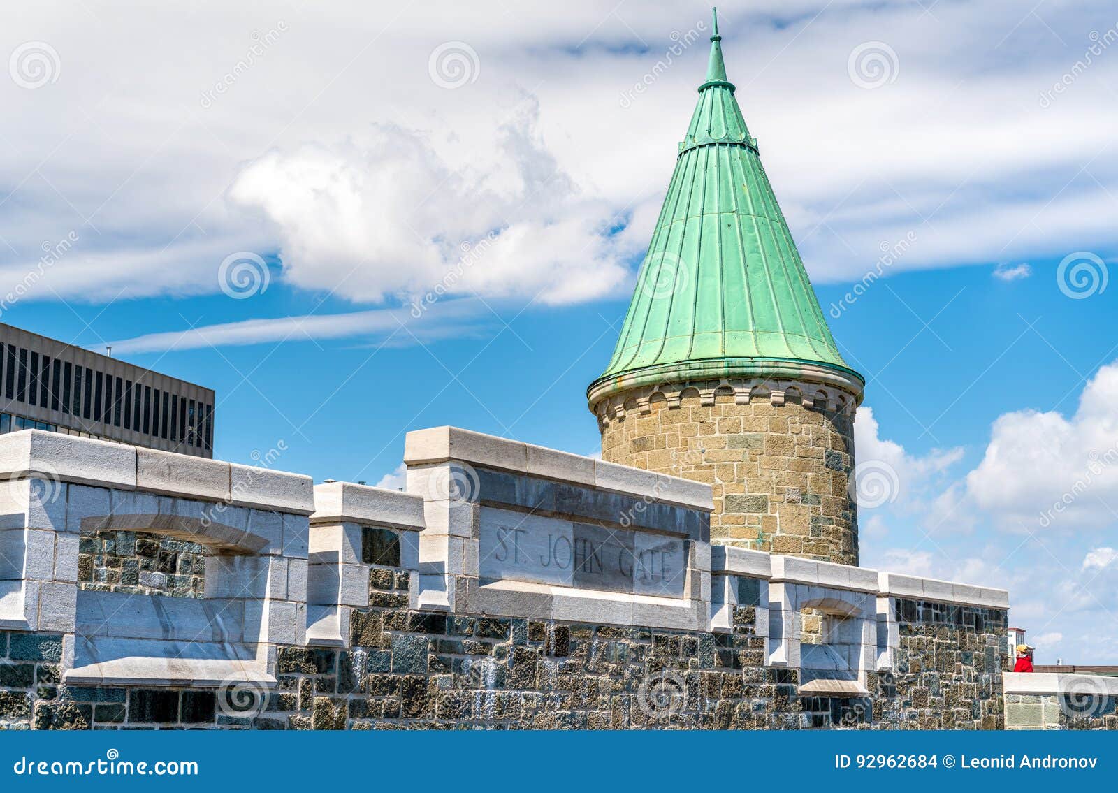 Tower of St. John Gate in Quebec City, Canada Stock Photo - Image of ...