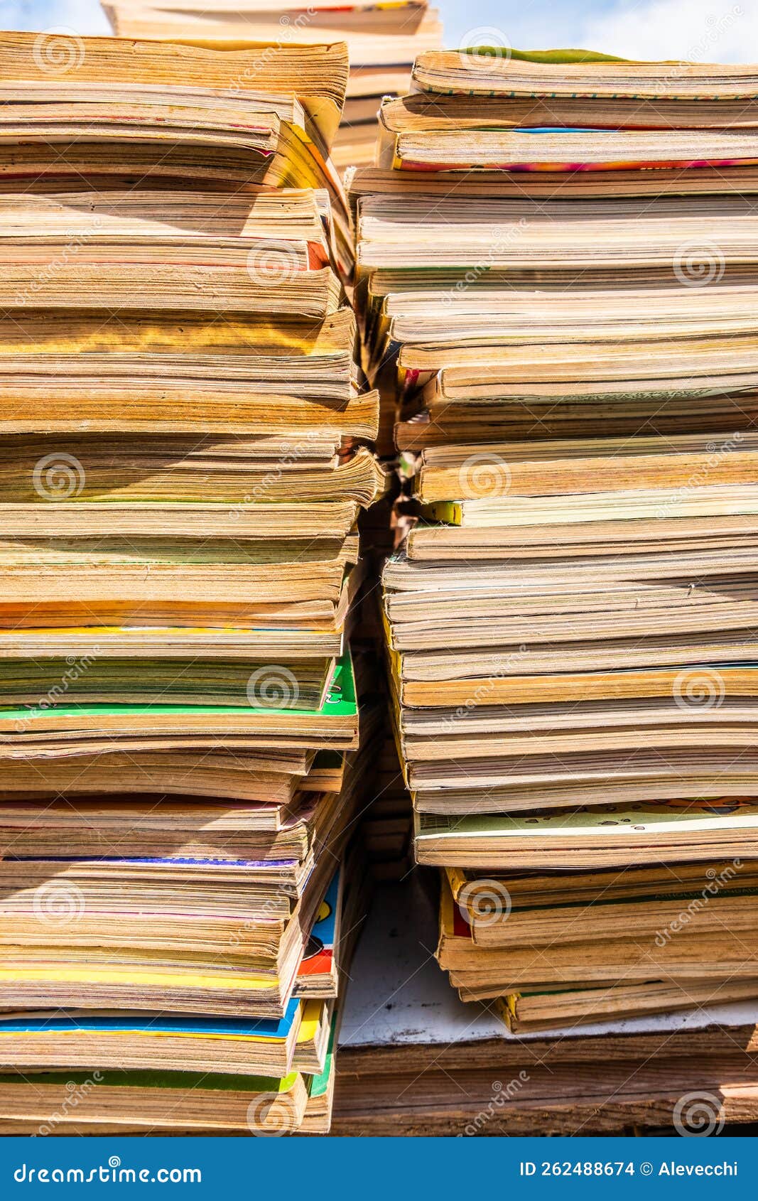 Tower Stack of Old Books and Comics Stock Photo - Image of study ...