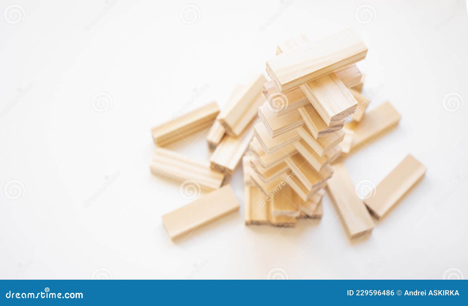 The Tower Stack from Wooden Blocks Toy with Sky Background. Learning ...